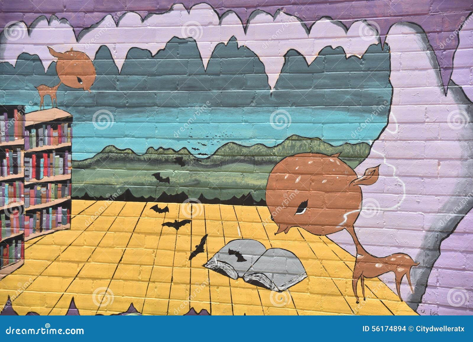 Street Art Mural Ocean Library Editorial Stock Image - Image of city ...