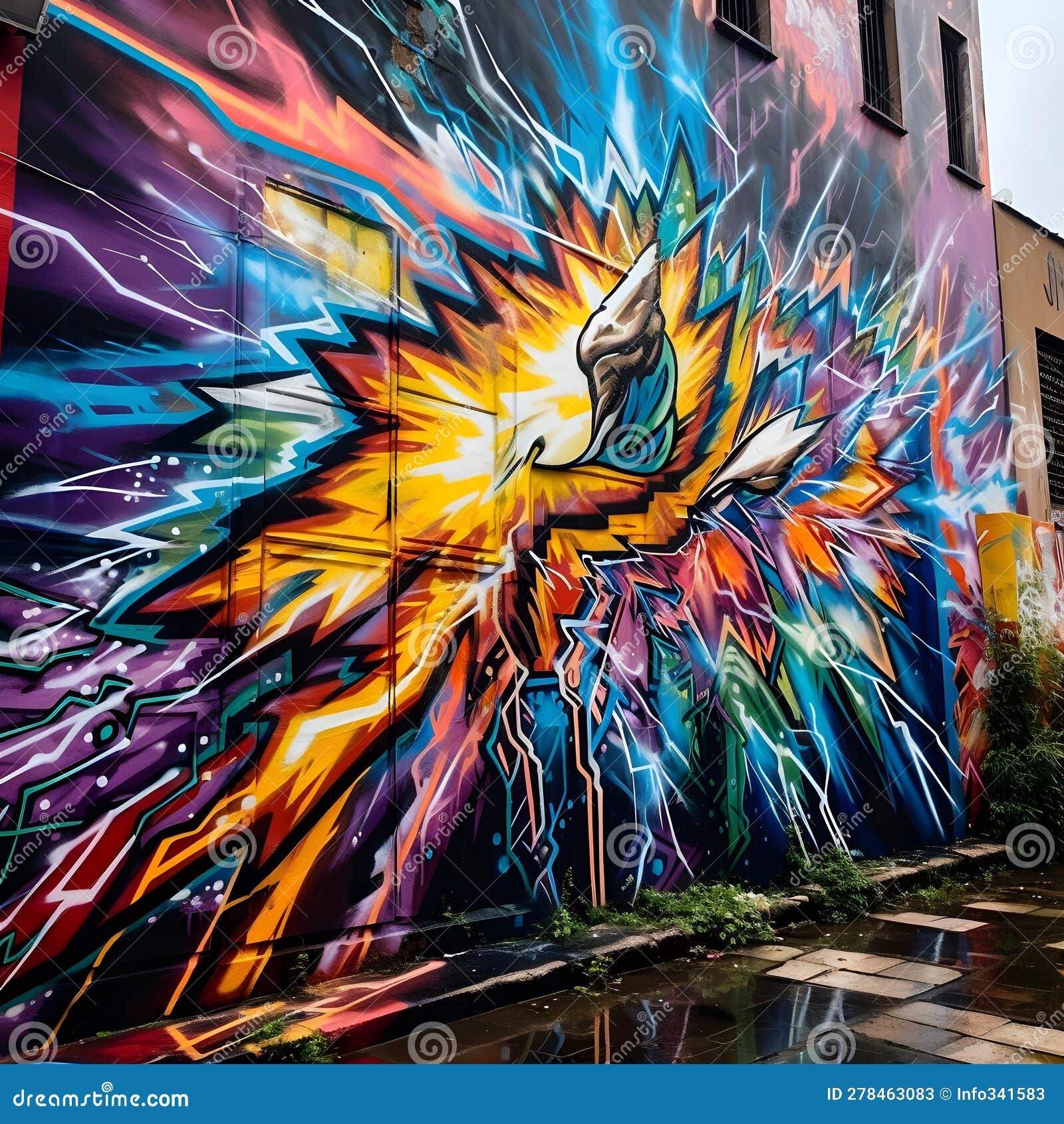 Street Art Murals Graffiti Expression Dynamic Lightning Generative AI ...