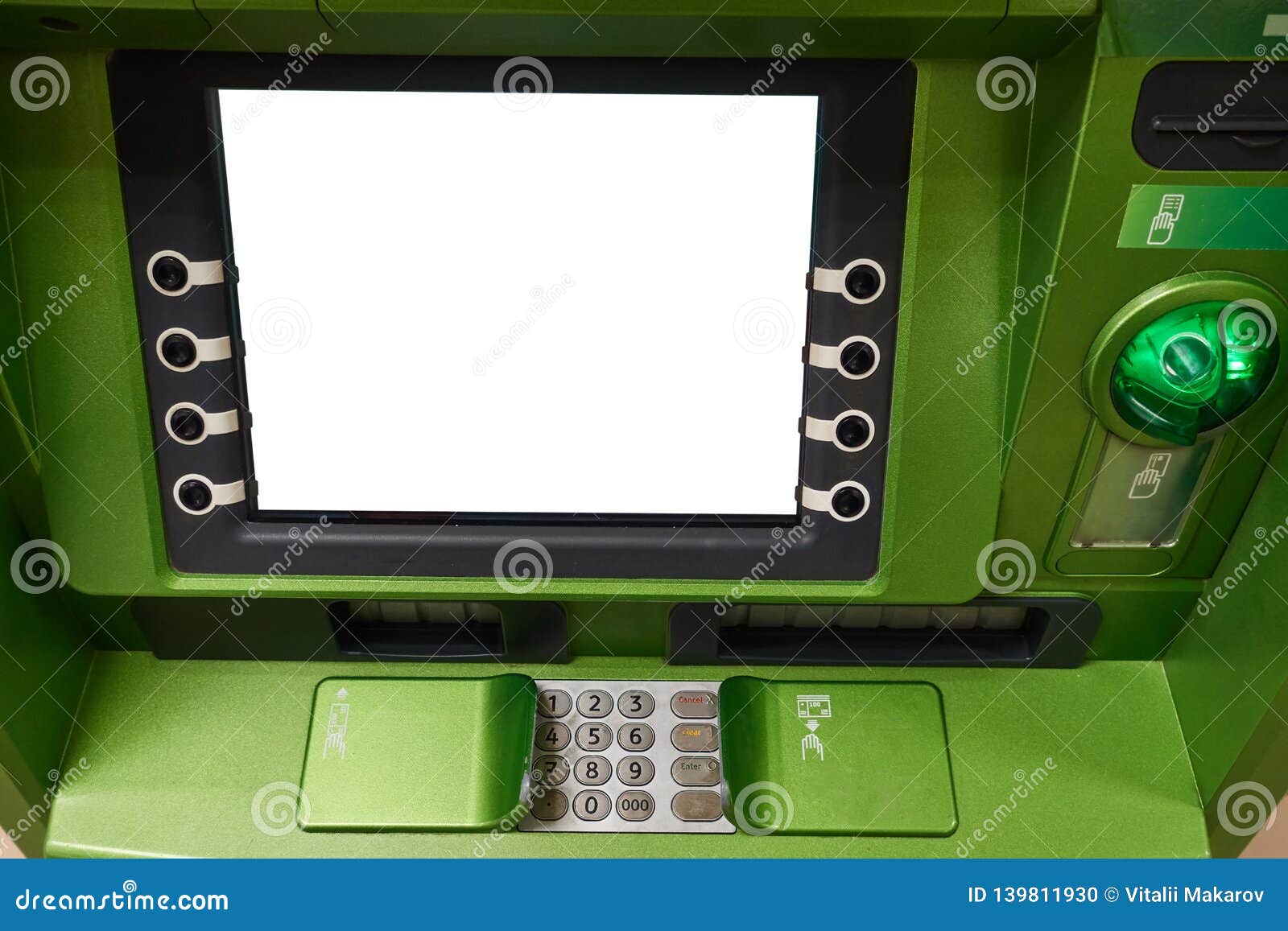 Street ATM Teller Machine with Current Operation. Blank Screen for ...