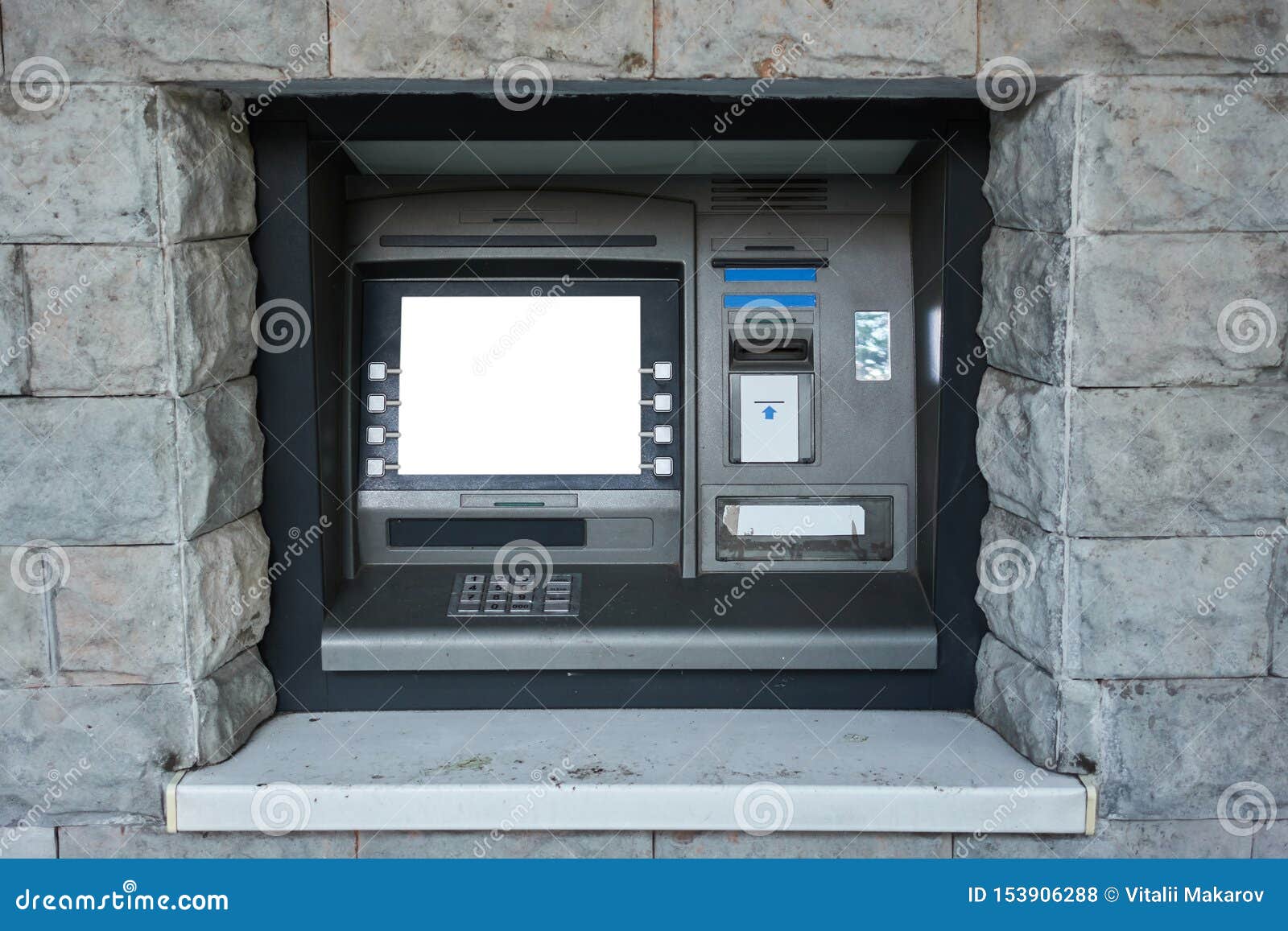Street ATM Teller Machine with Current Operation. Blank Screen for ...