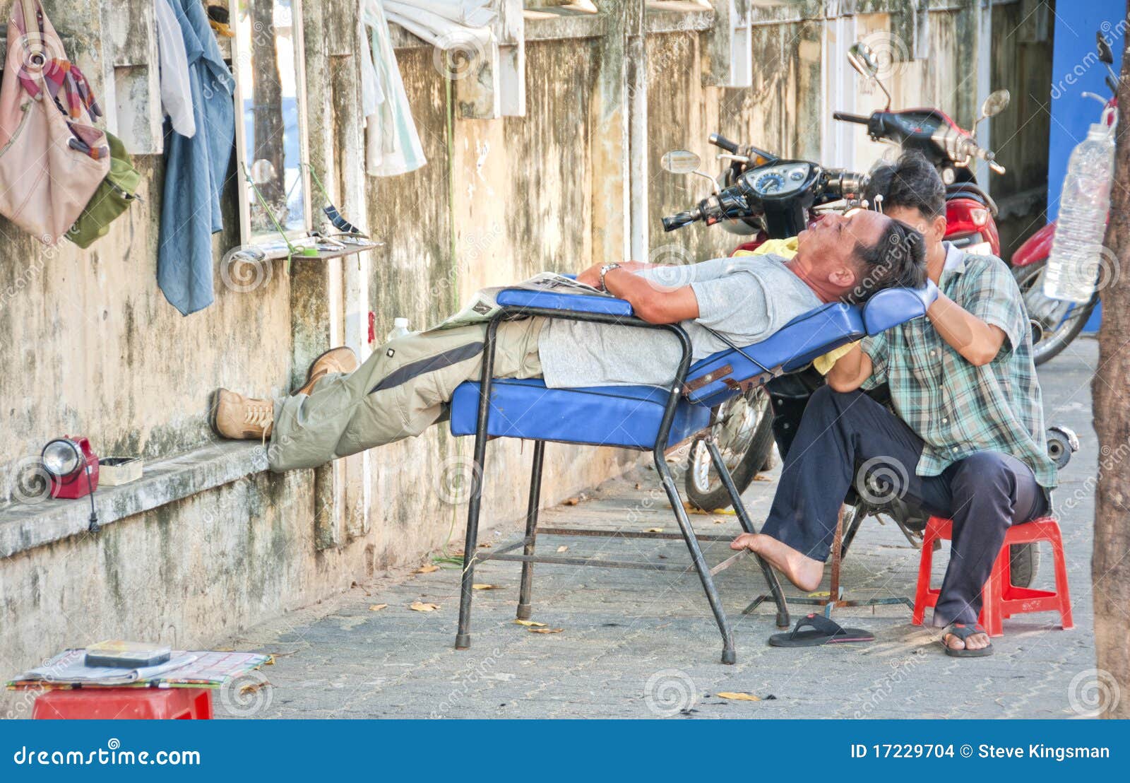 Street Barber editorial stock image. Image of green, chair - 17229704