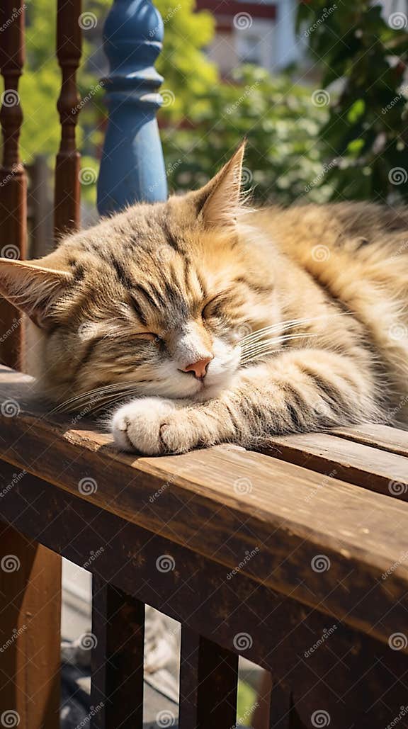 Street Bench with a Sleeping Cat 3 Stock Illustration - Illustration of nature, grey: 301725070