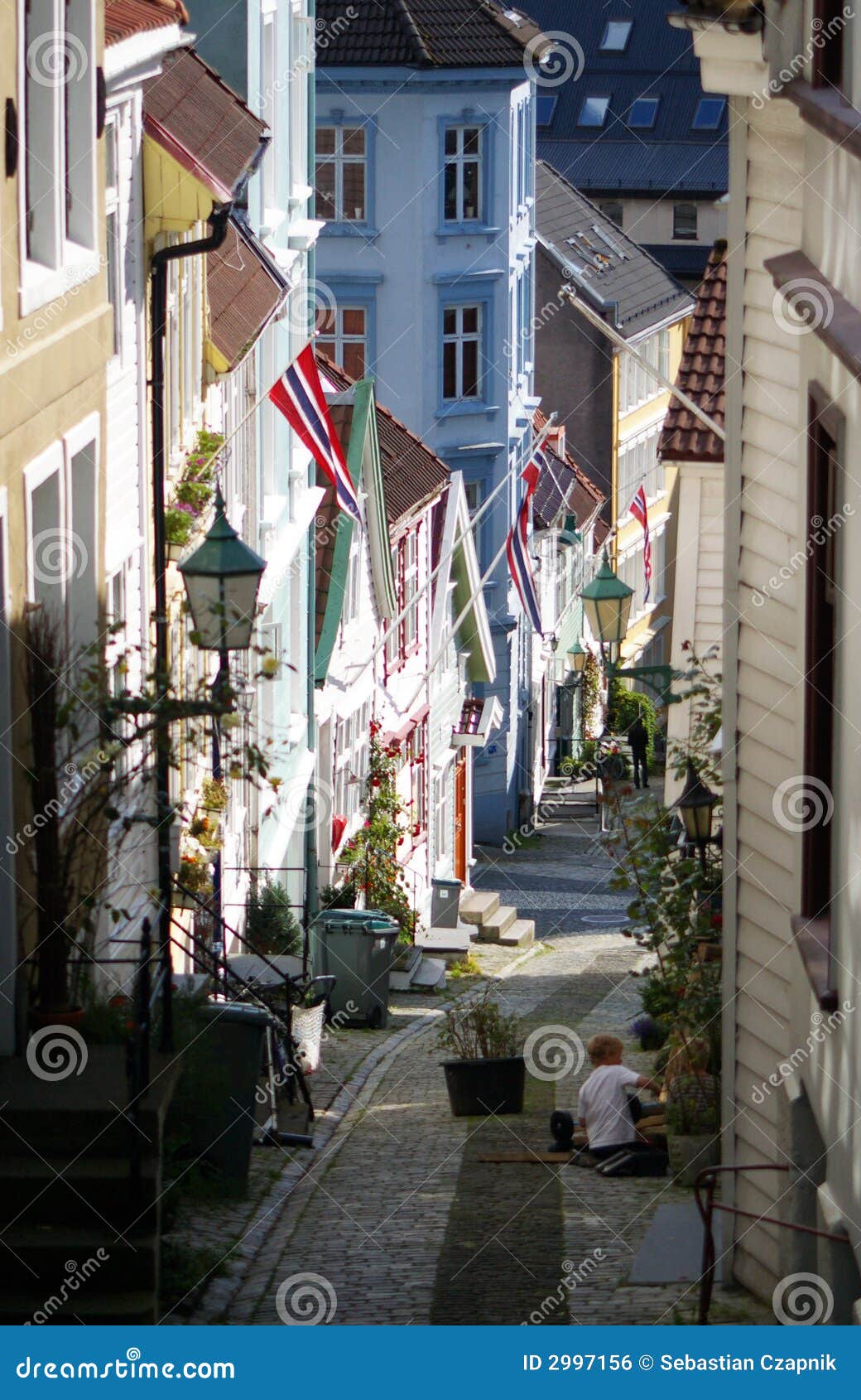 Street of Bergen, Norway. stock photo. Image of narrow - 2997156