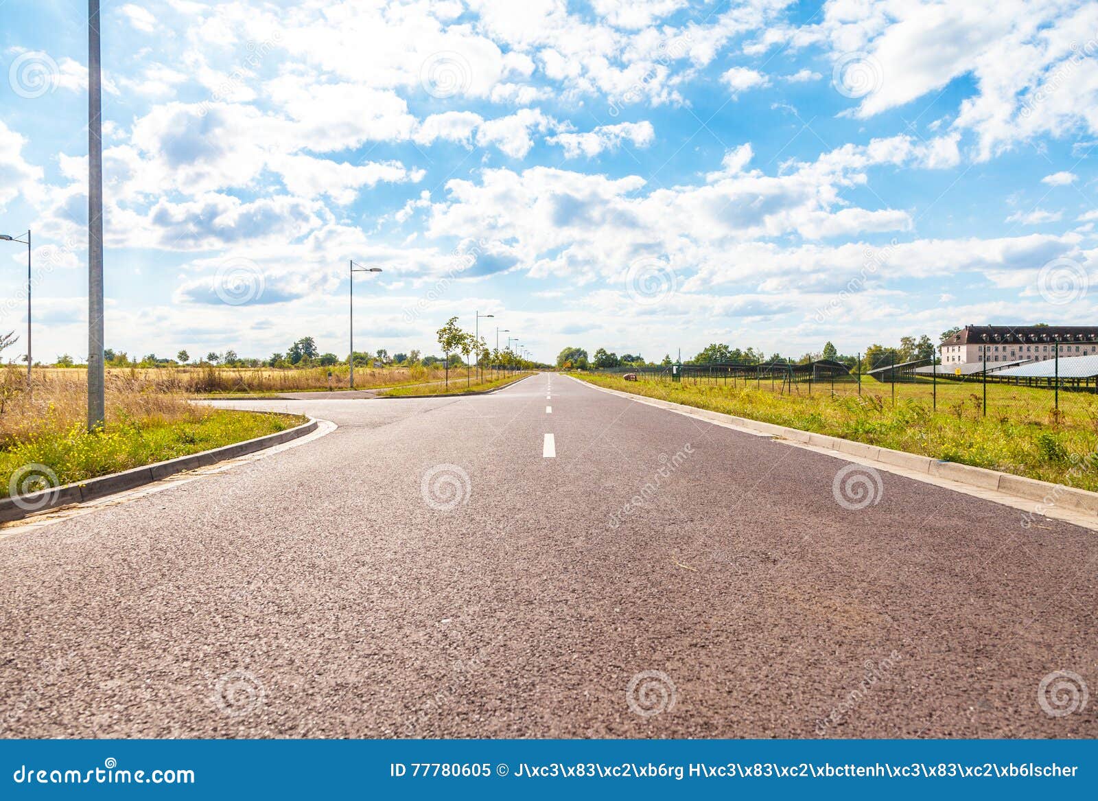 Street with Blue Sky in the Background Stock Image - Image of blue ...