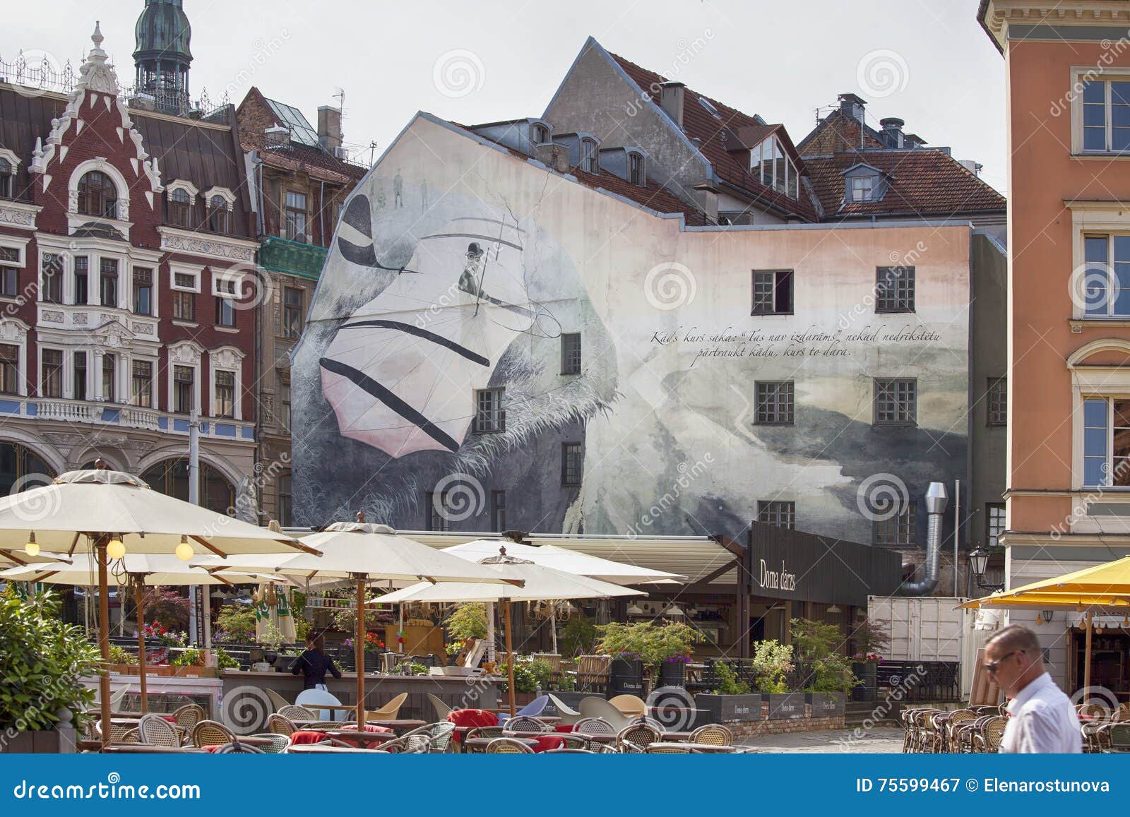 Street Cafe in Downtown of Riga Editorial Photography - Image of ...
