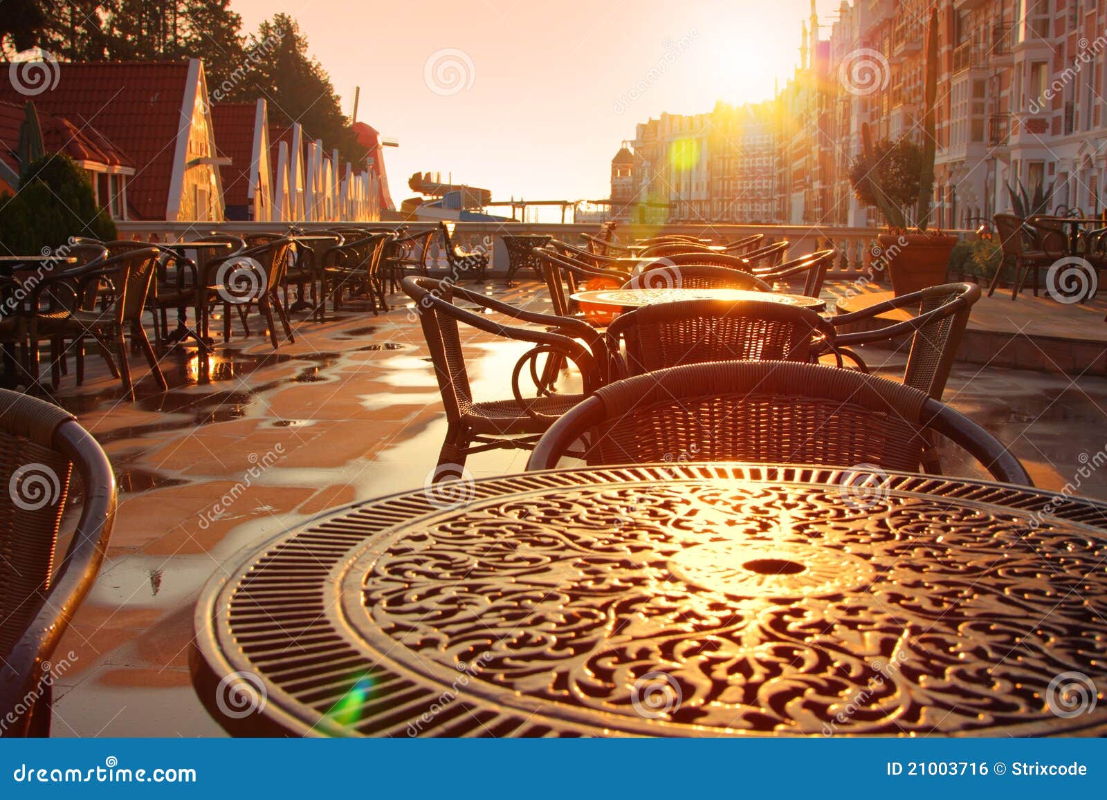 Street cafe early morning stock photo. Image of european - 21003716
