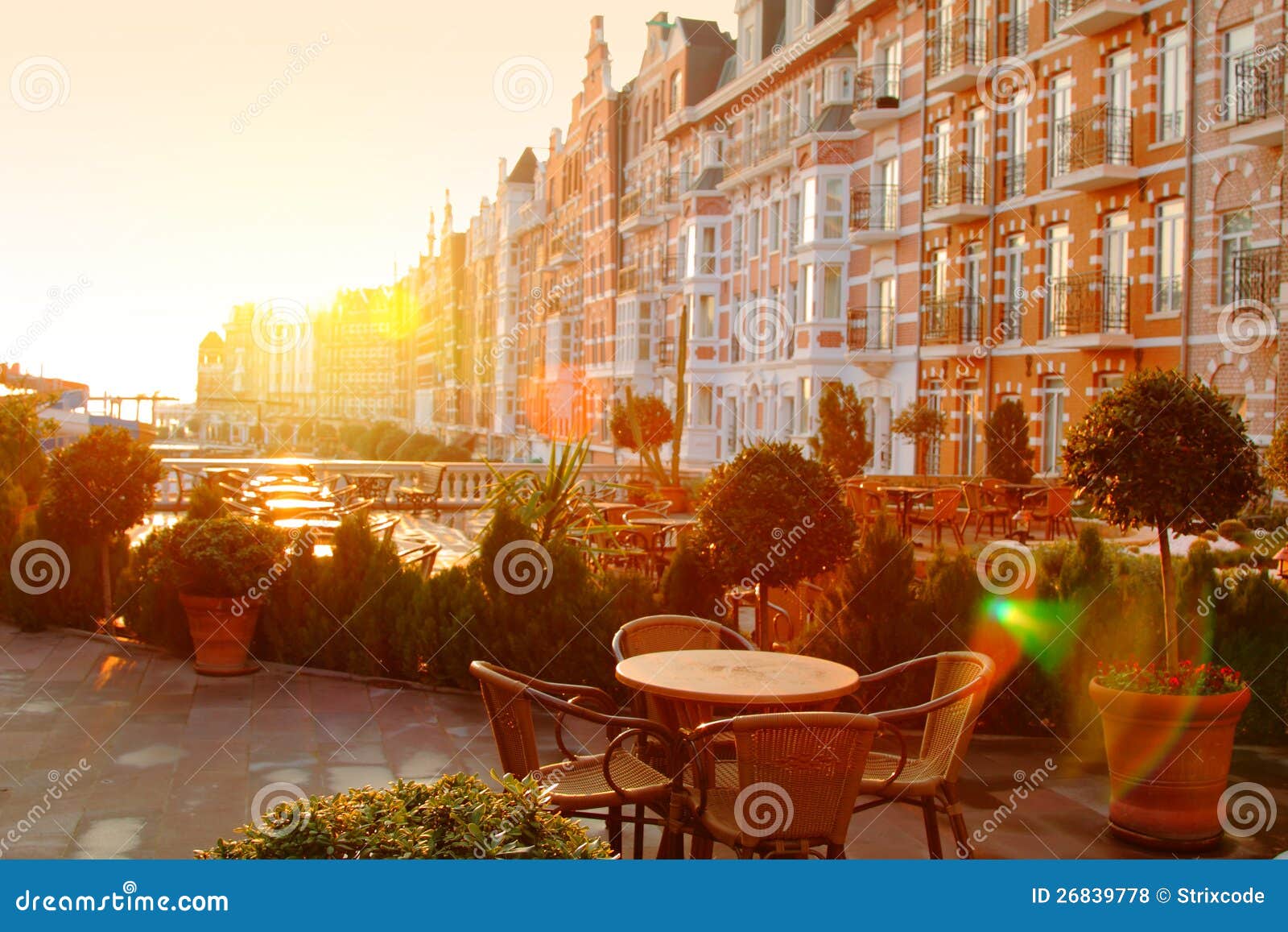 Street cafe early morning stock photo. Image of empty - 26839778