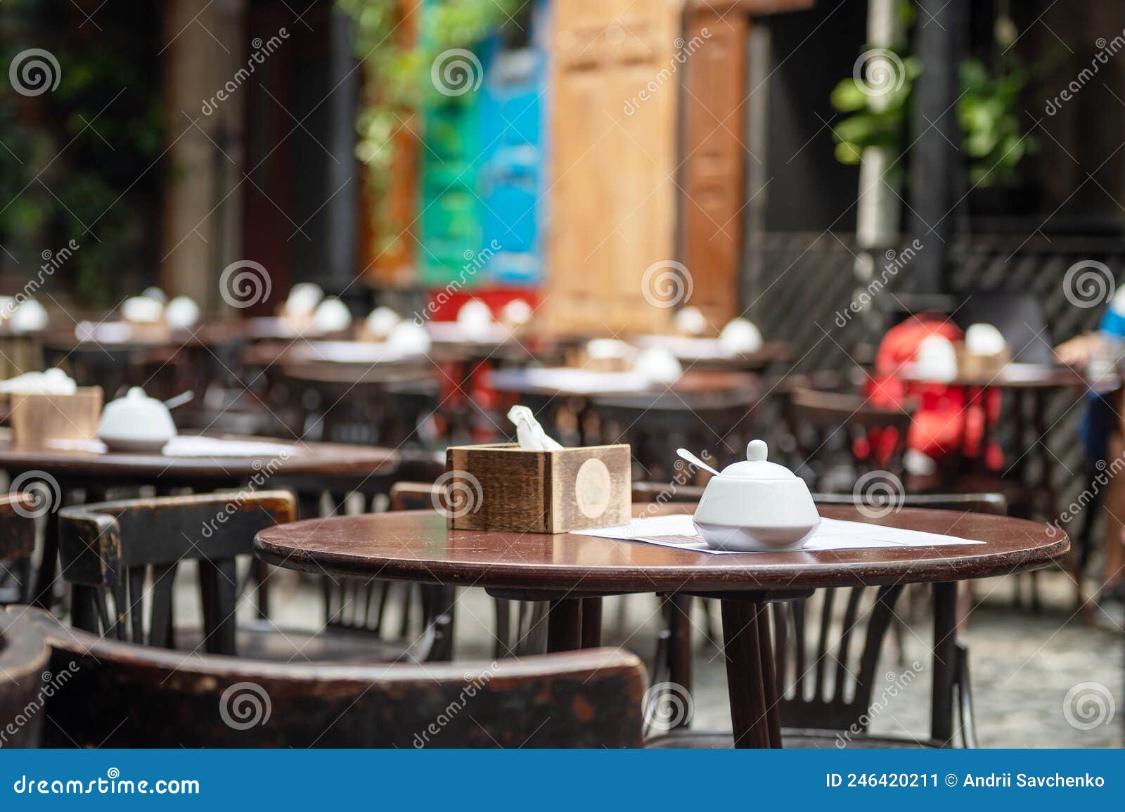 Street Cafe in Europe. Authentic Cafe Interior Stock Image - Image of ...