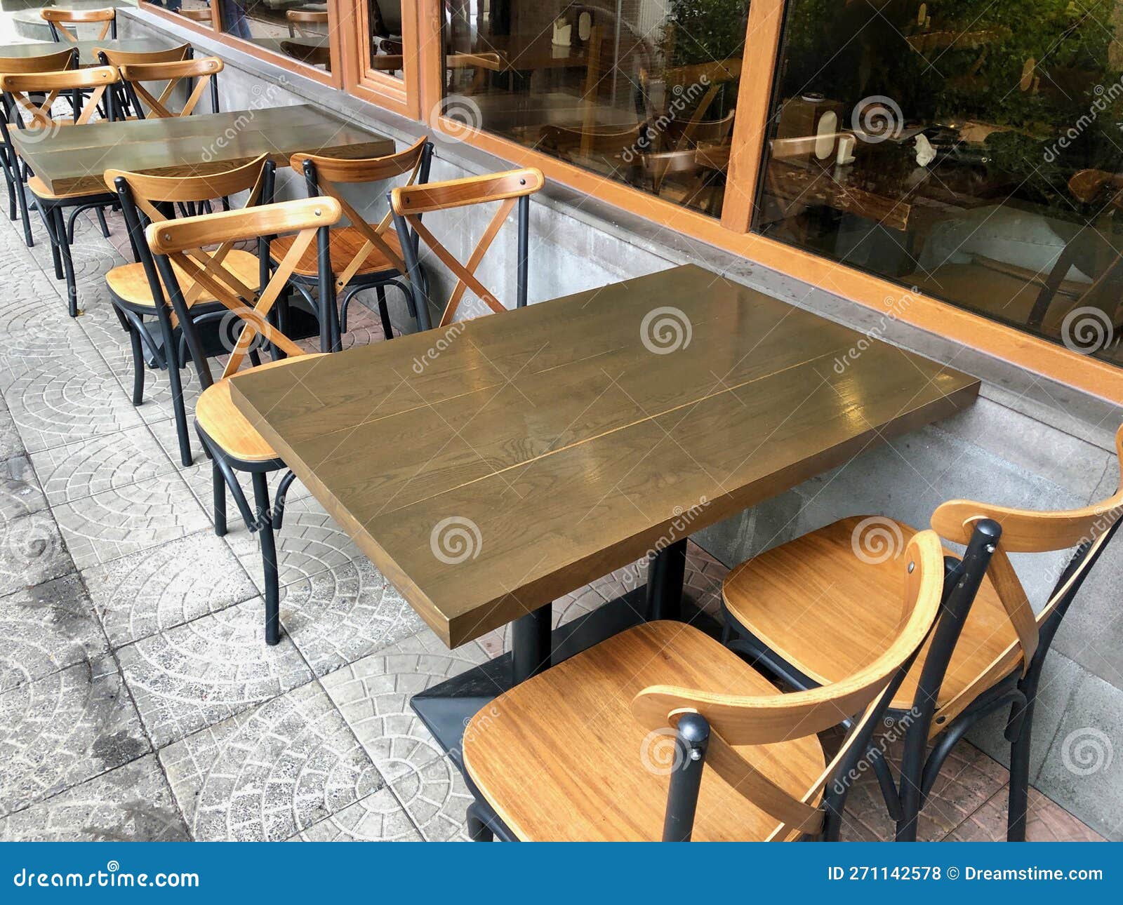 Street Cafe Exterior with Tables and Chairs Stock Photo - Image of ...