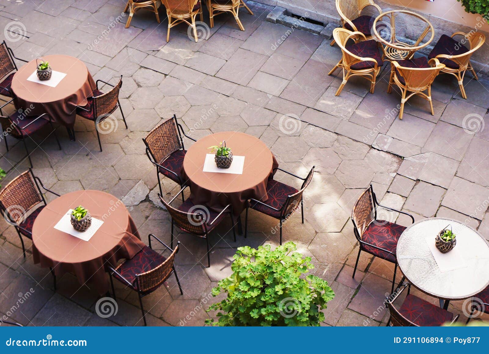 Street Cafe, Tables and Stools on the Street. Restaurant, Cafeteria ...