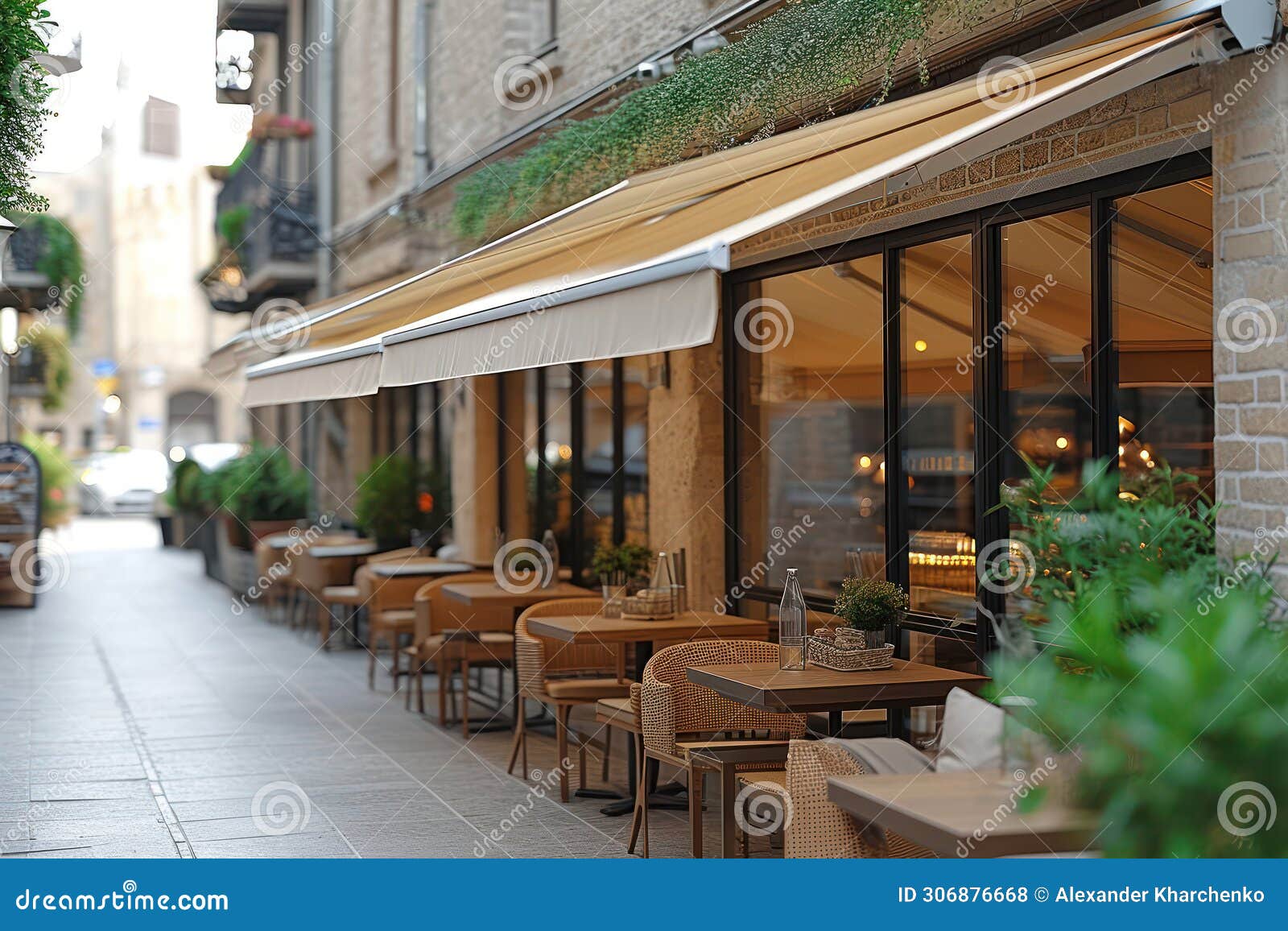 Street Cafe Under a Canopy Extreme Closeup. Generative AI Stock ...