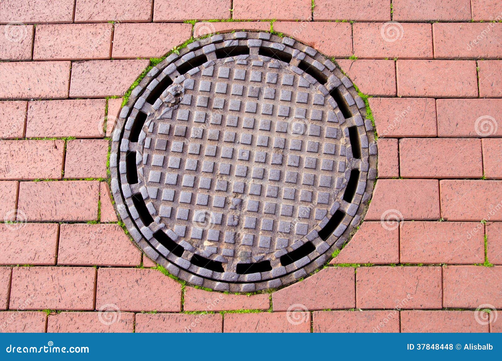 Street Canalization Steel Manhole on Pavement Stock Photo - Image of ...