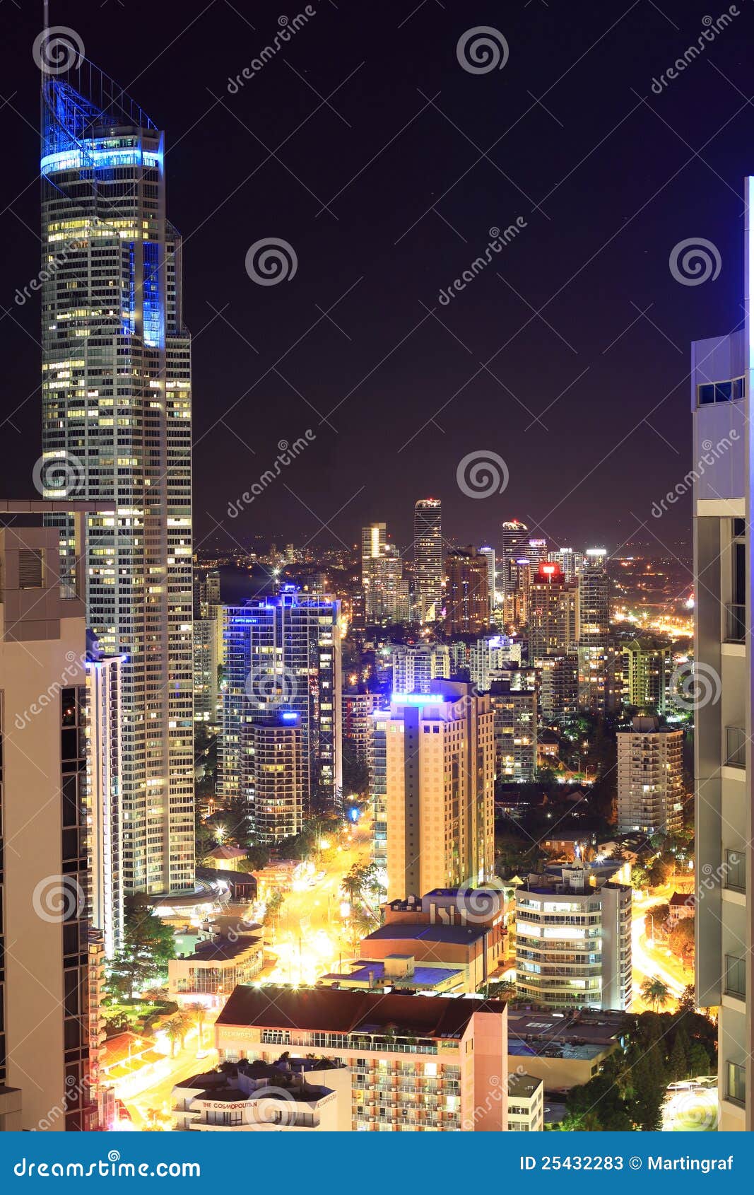 Street Canyon Coastal City in Australia, Vibrant by Night Editorial ...