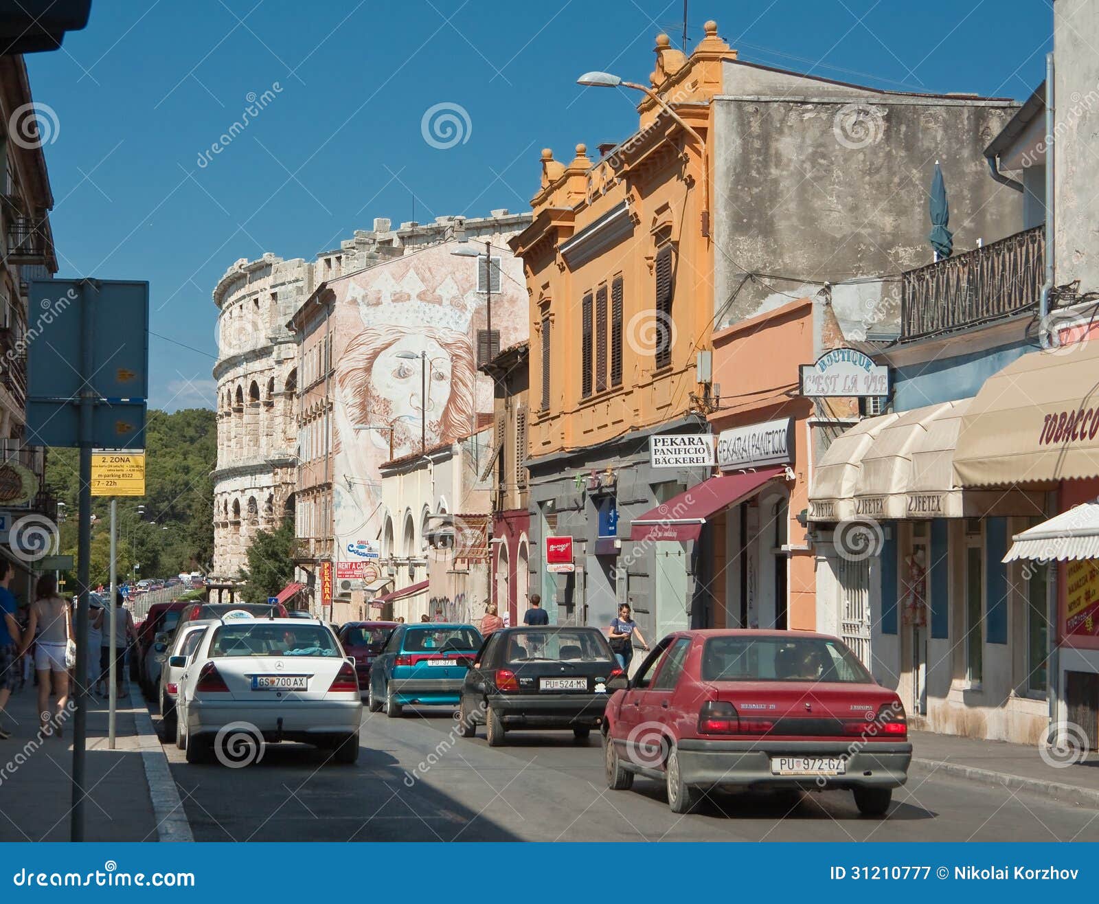Street in the Center of Pula, Croatia Editorial Photography - Image of ...