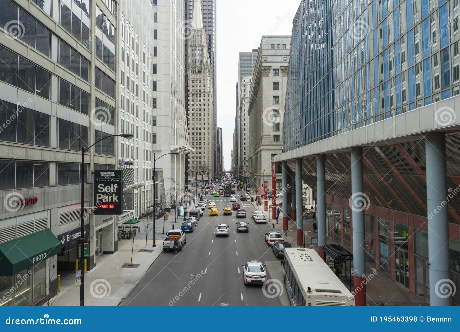 Street in the Chicago Downtown Loop Business District, Chicago ...