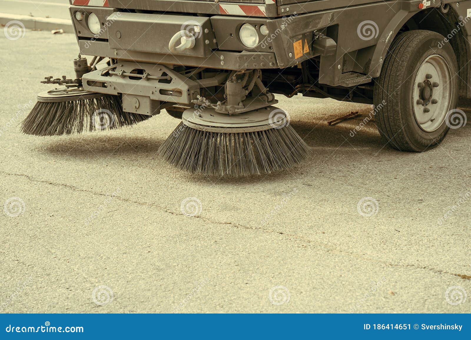 Street City Cleaning Machine on the Street Stock Image - Image of land ...