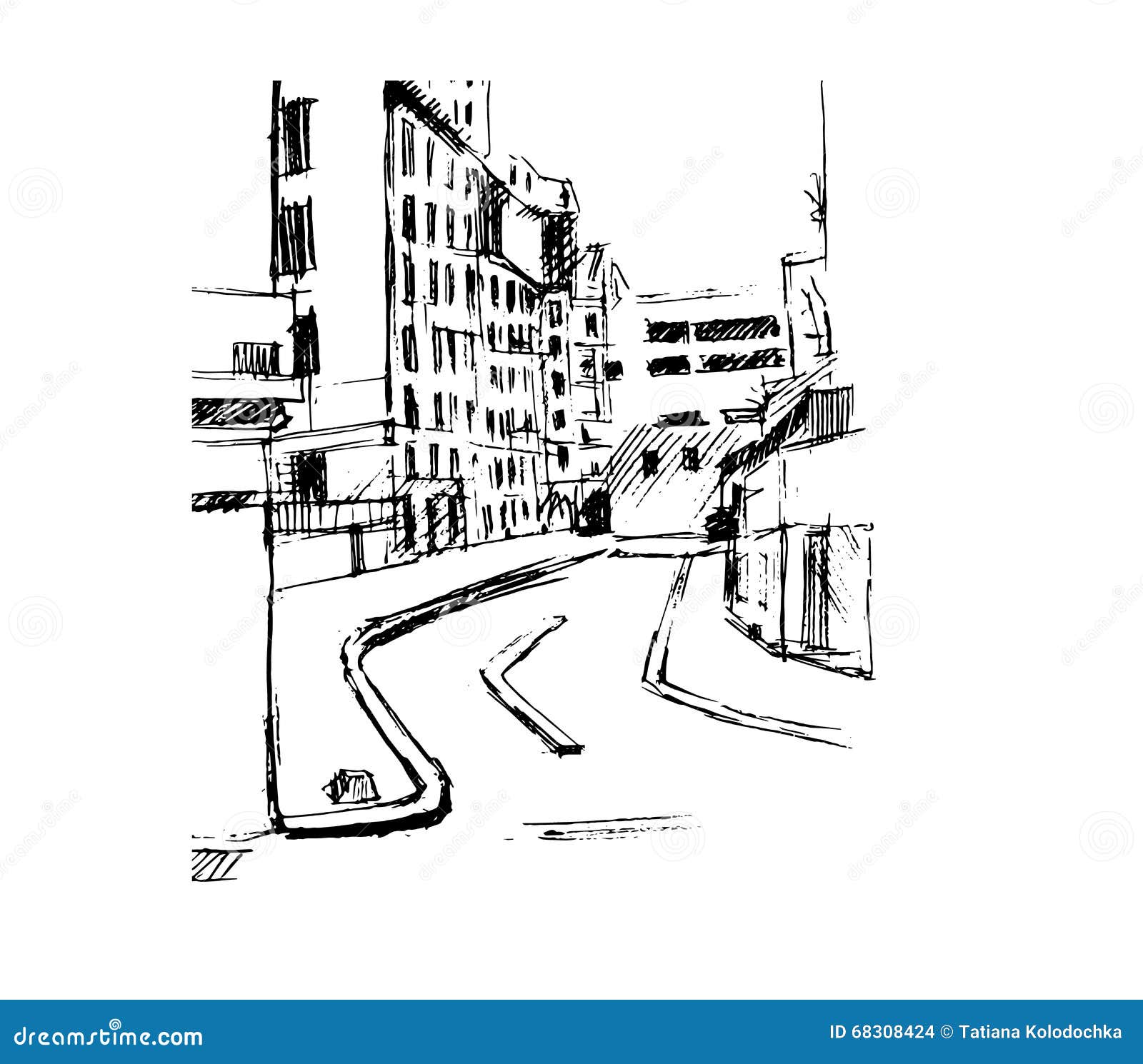 Street on City, Illustration Stock Illustration - Illustration of ...