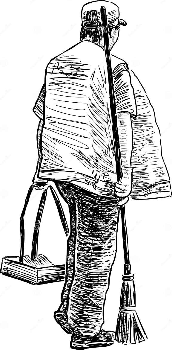 Street cleaner stock vector. Illustration of adult, sweeper - 44183191