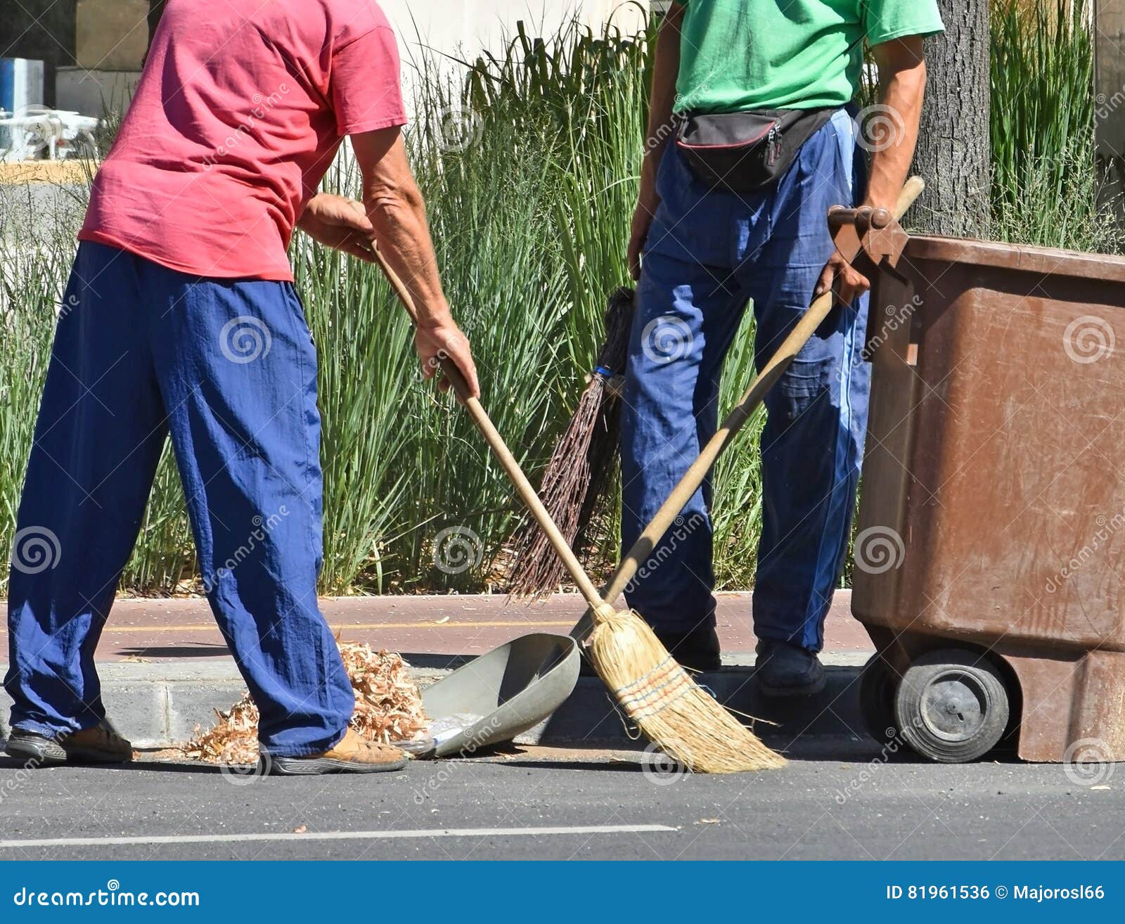 Street cleaners at work stock photo. Image of standing - 81961536