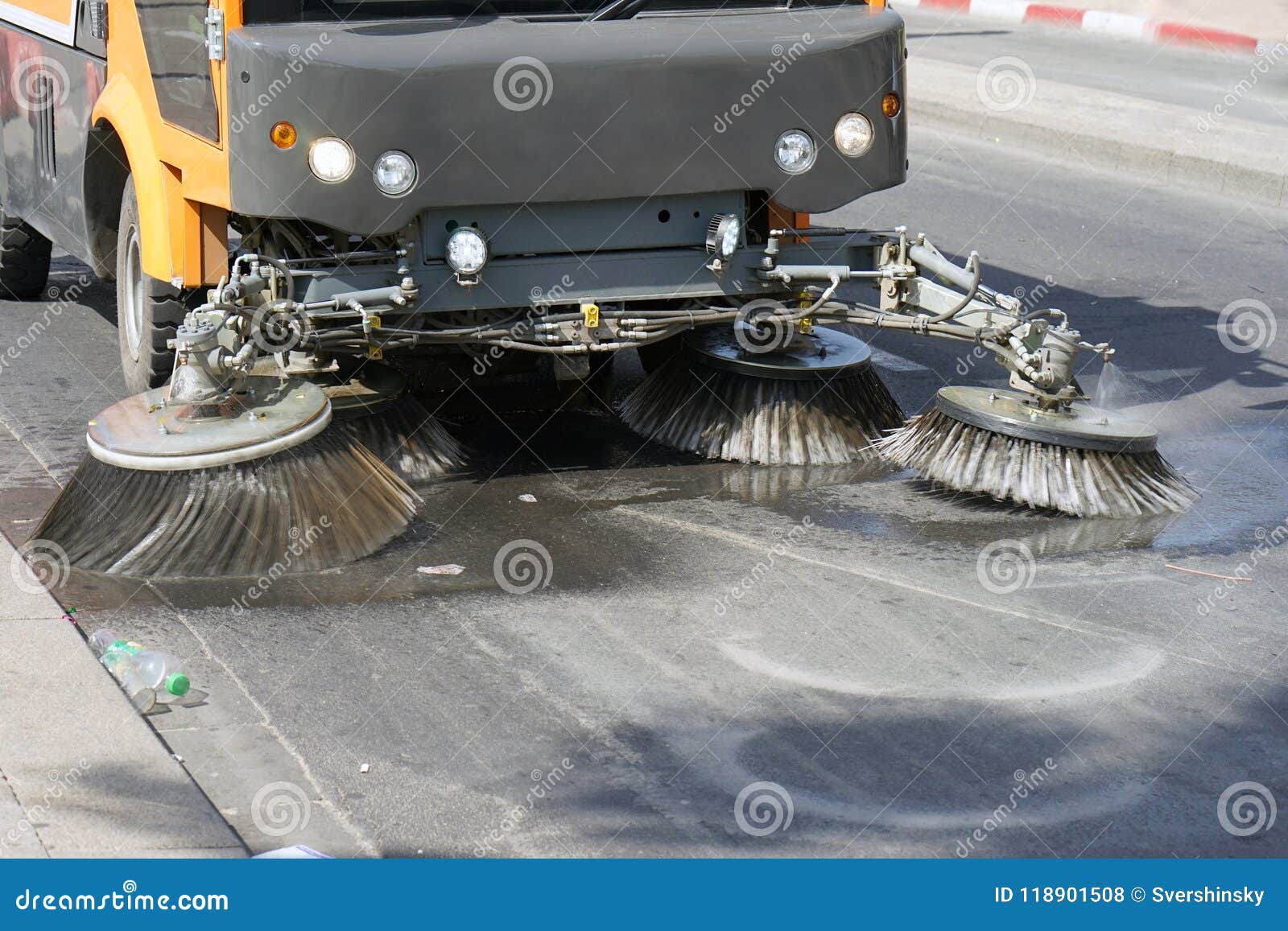 Street cleaning machine stock photo. Image of closeup - 118901508