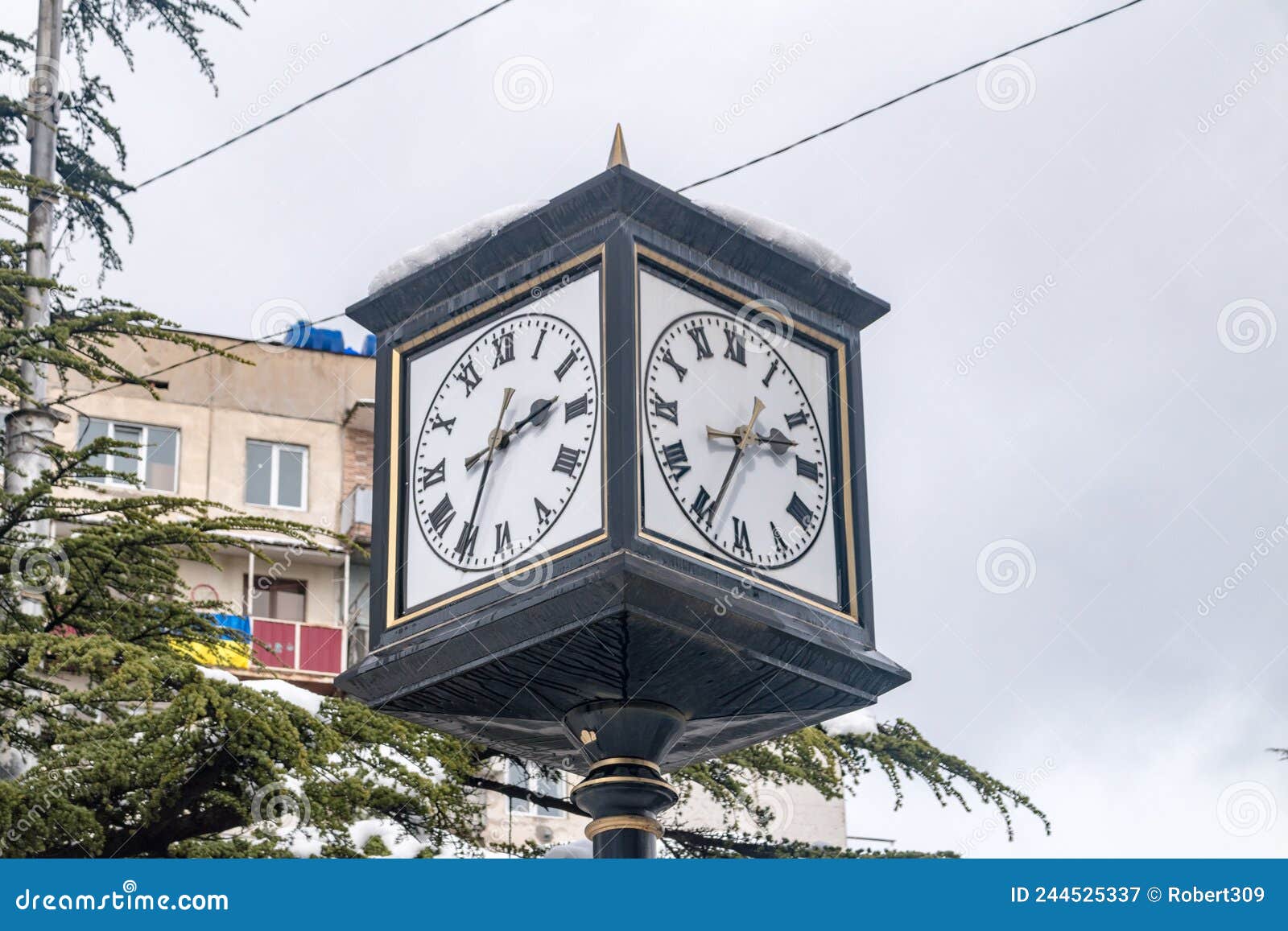 Street clock on a pole stock image. Image of dial, minute - 244525337