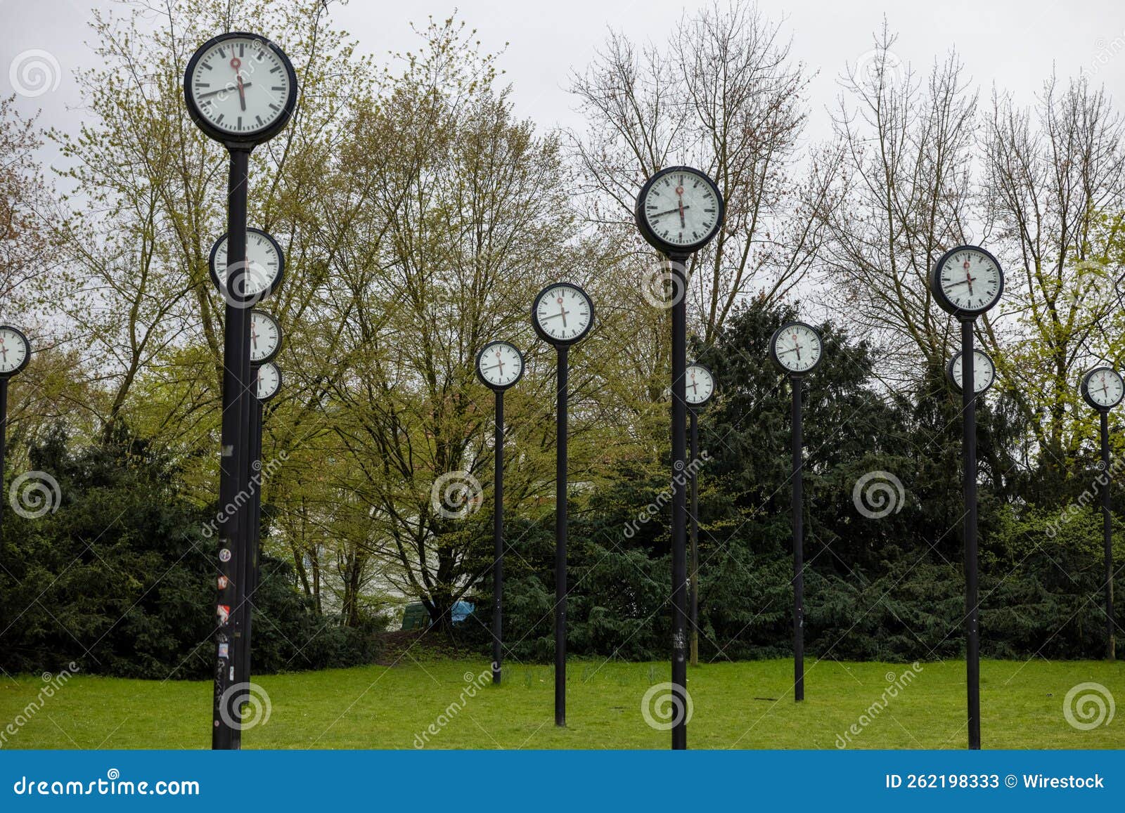Street clocks in a park stock image. Image of street - 262198333