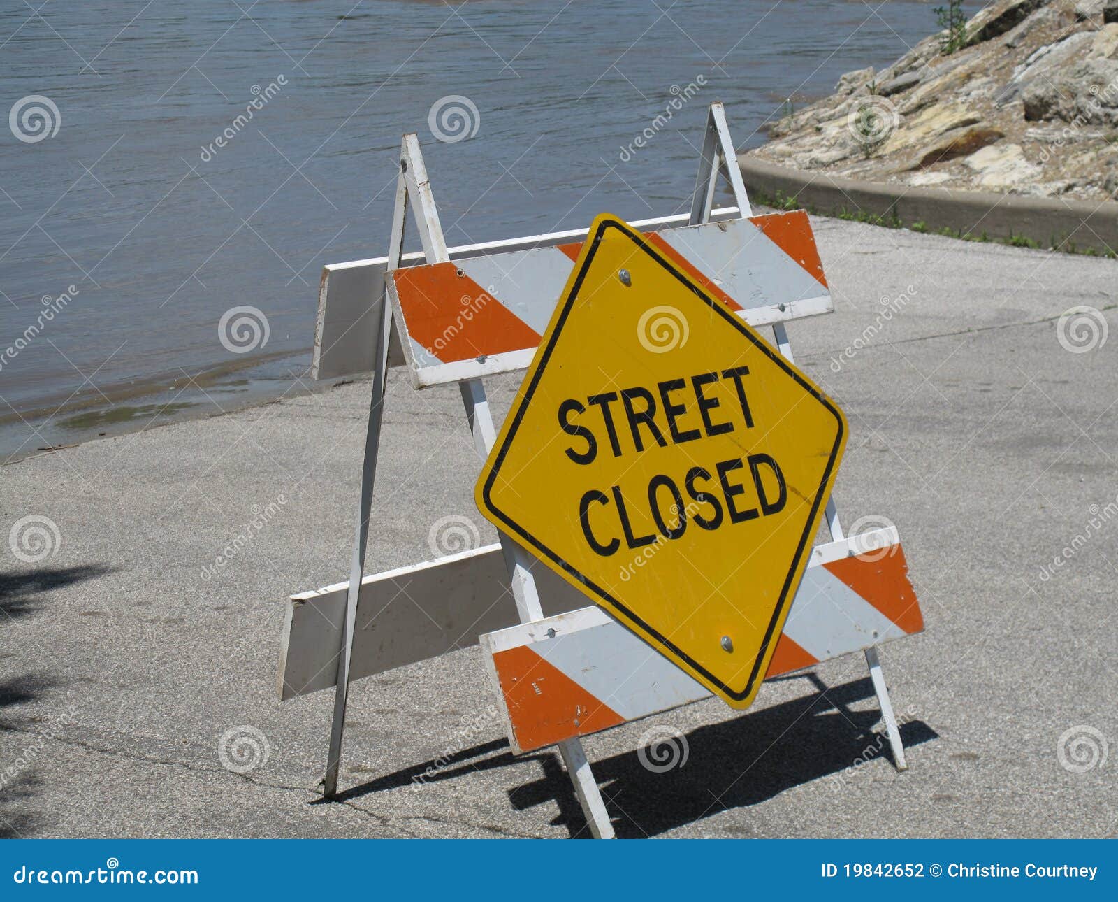 Street Closed stock photo. Image of stripes, flooding - 19842652