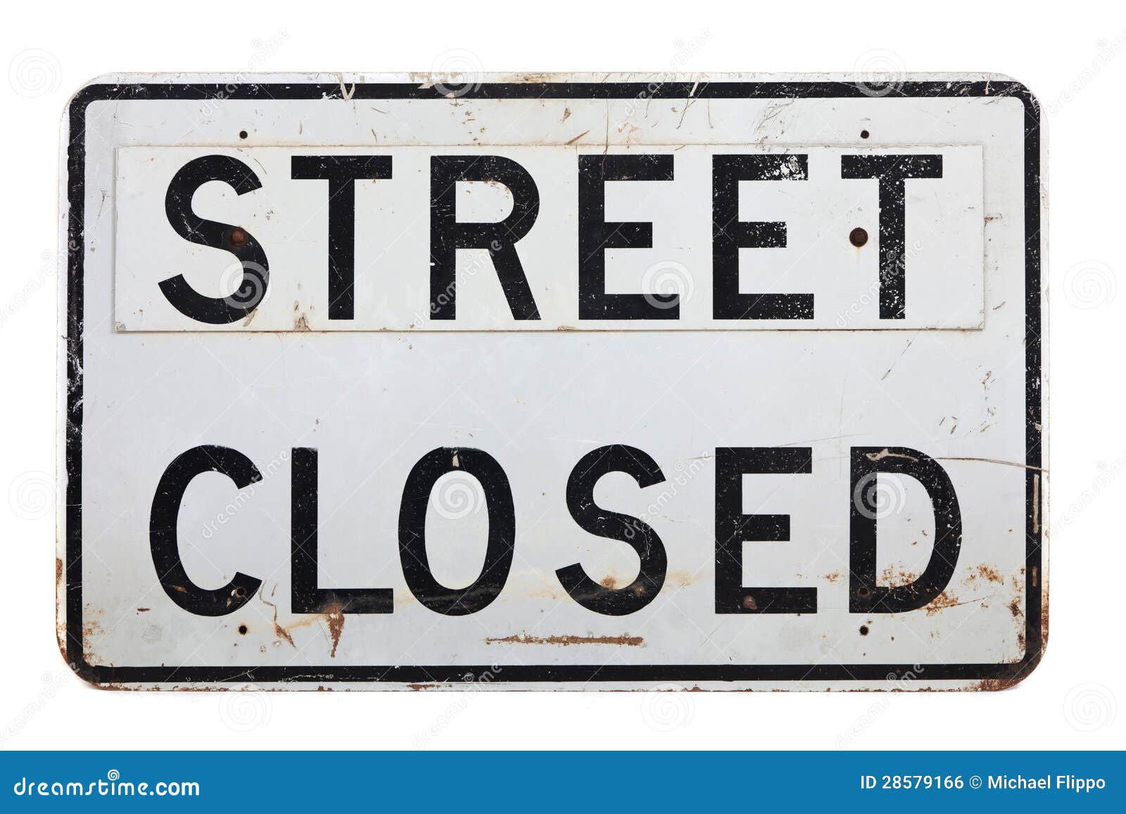 A Street Closed Sign on a White Background Stock Photo - Image of ...