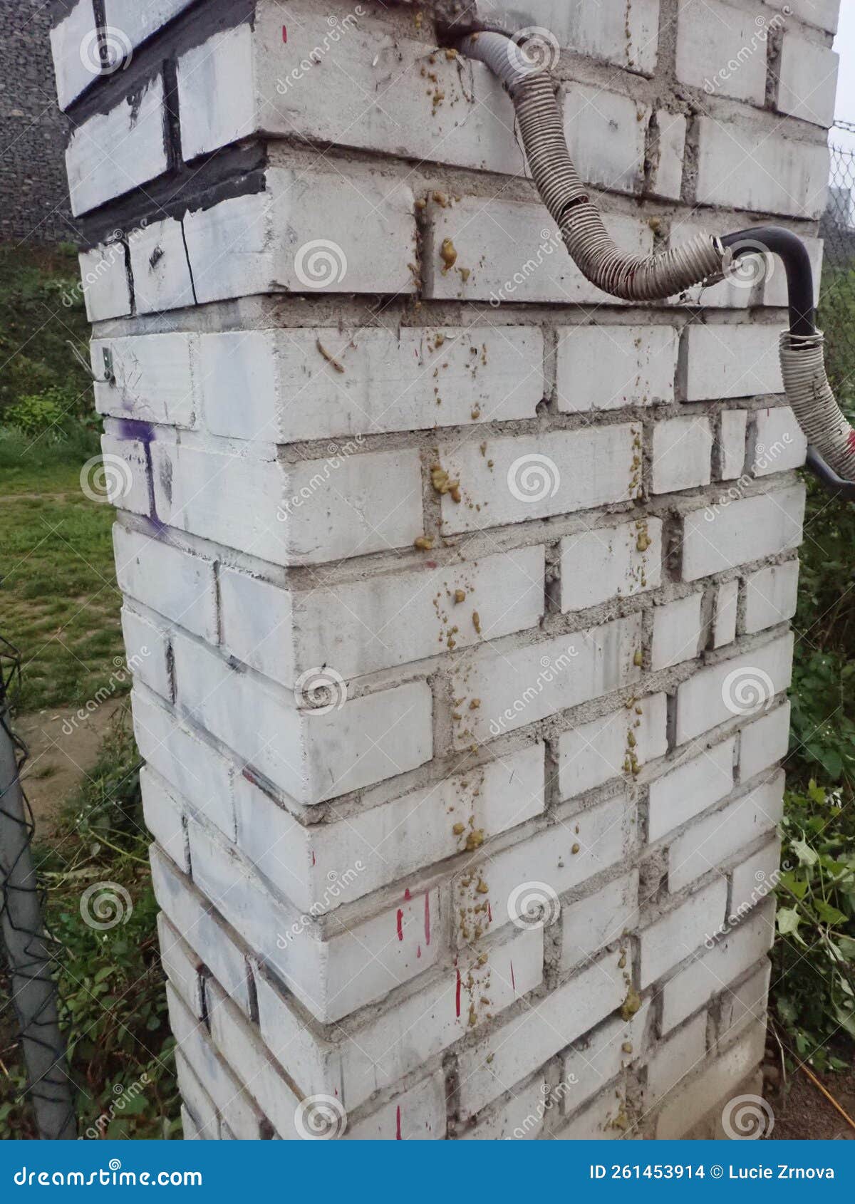 Street Column for Electreicity Made of White Bricks Stock Photo - Image ...