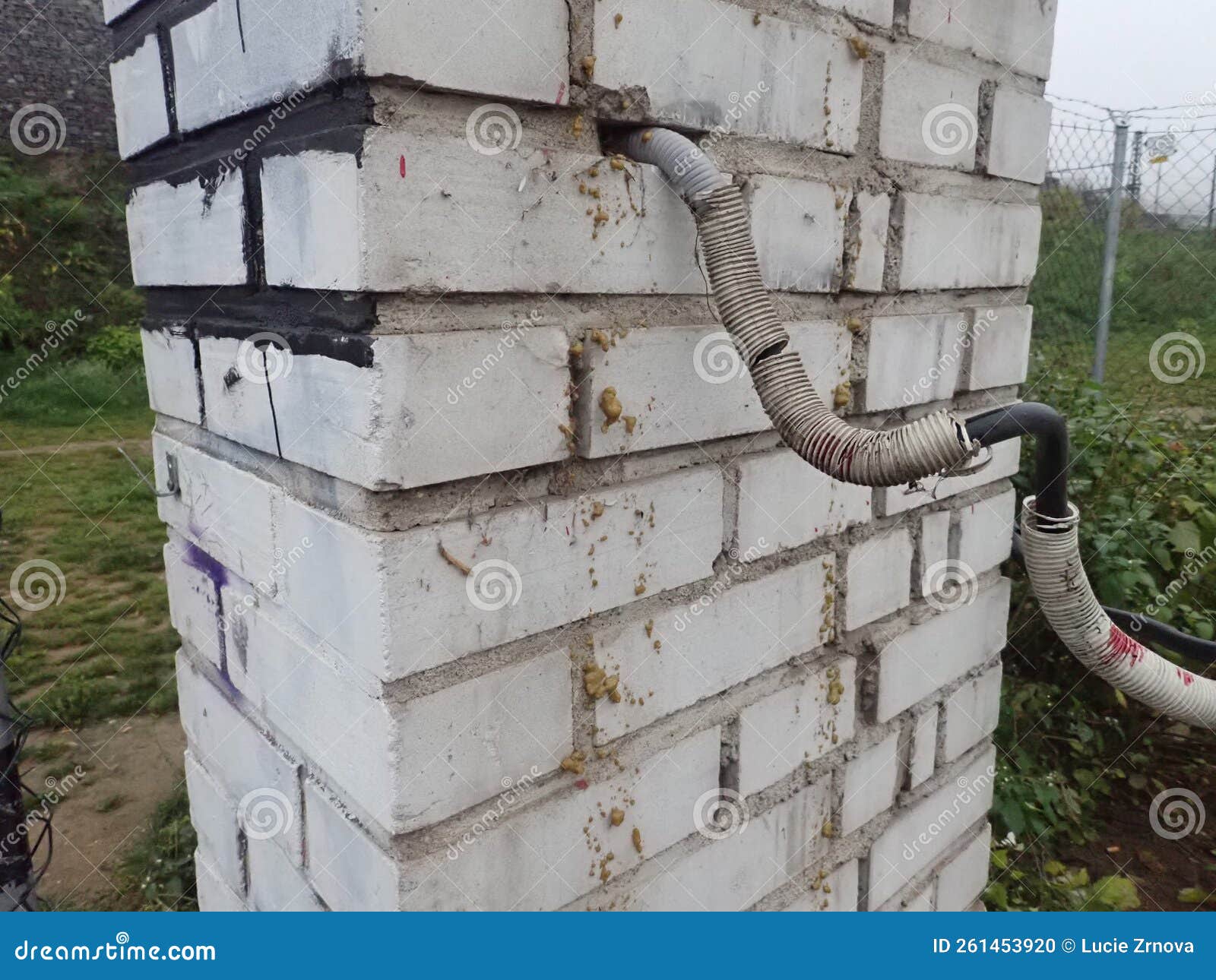 Street Column for Electreicity Made of White Bricks Stock Photo - Image ...