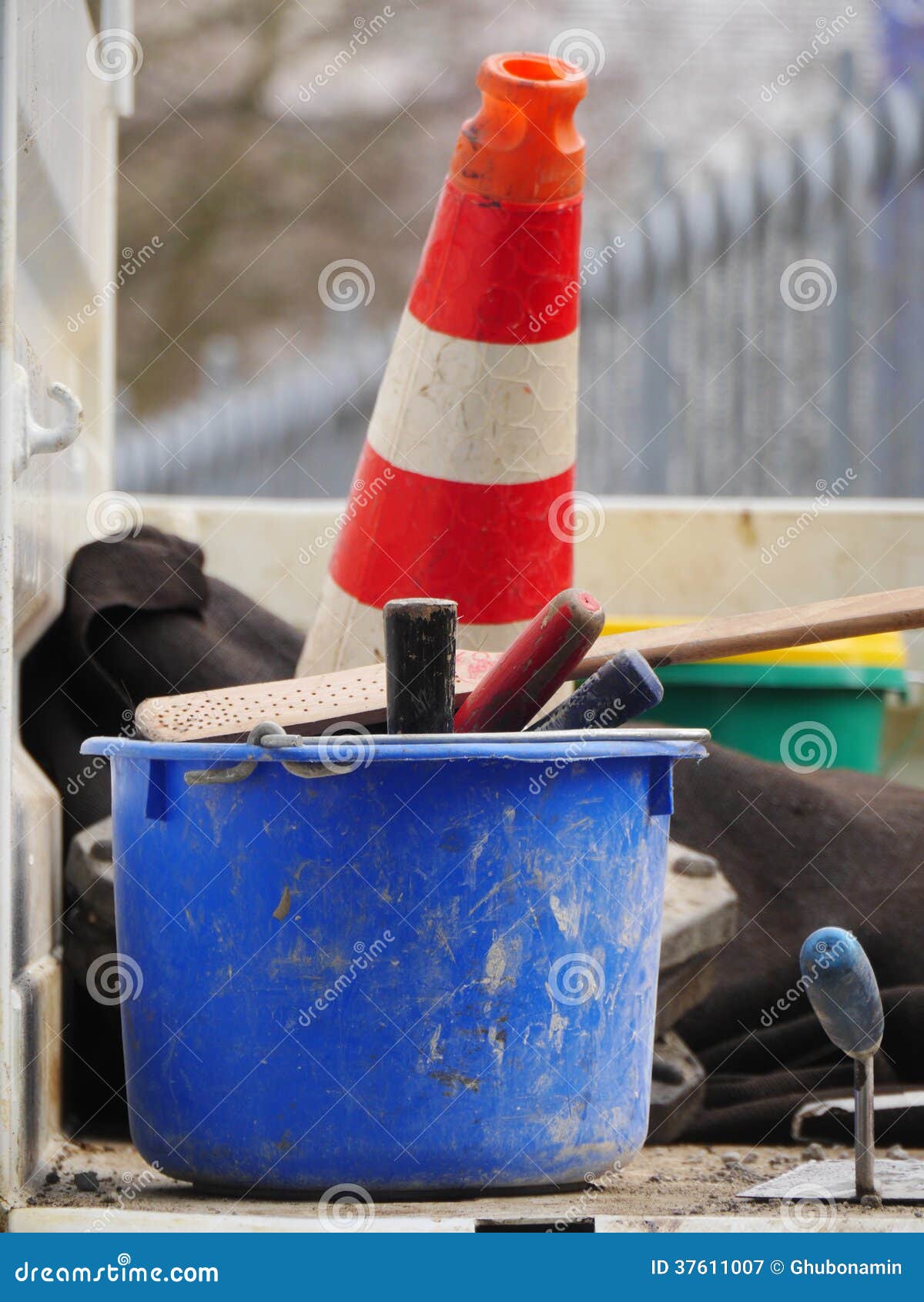 Street cone bucket tools stock image. Image of symbol - 37611007
