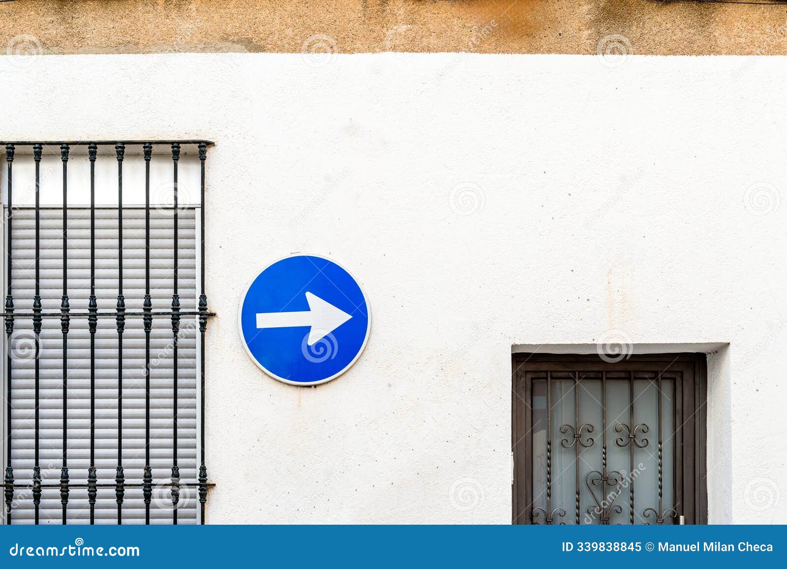 Street Corner Composition With Mandatory Turn Sign Royalty-Free Stock ...