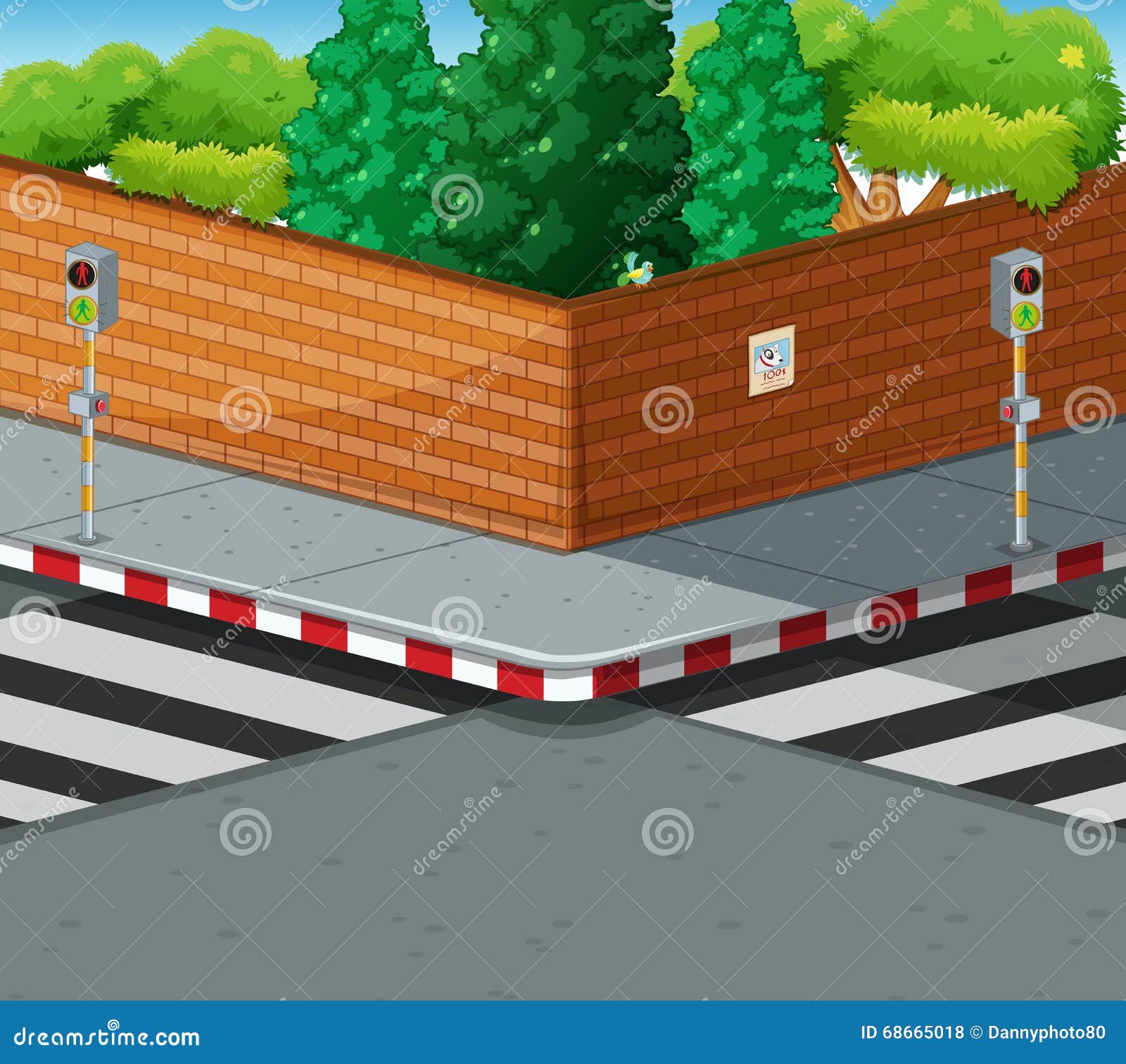 The Street Corner Of A City, With A Vending Machine By The Road At ...