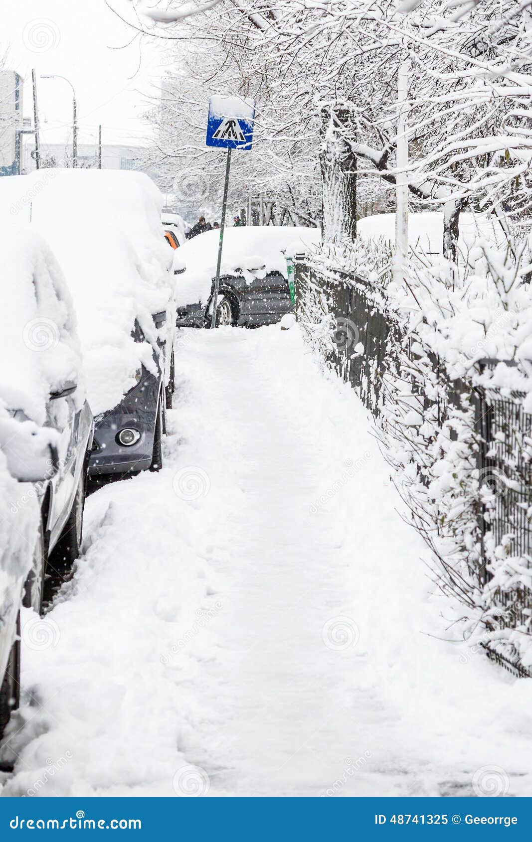 Street Covered with Snow after a Storm Stock Image - Image of scene ...