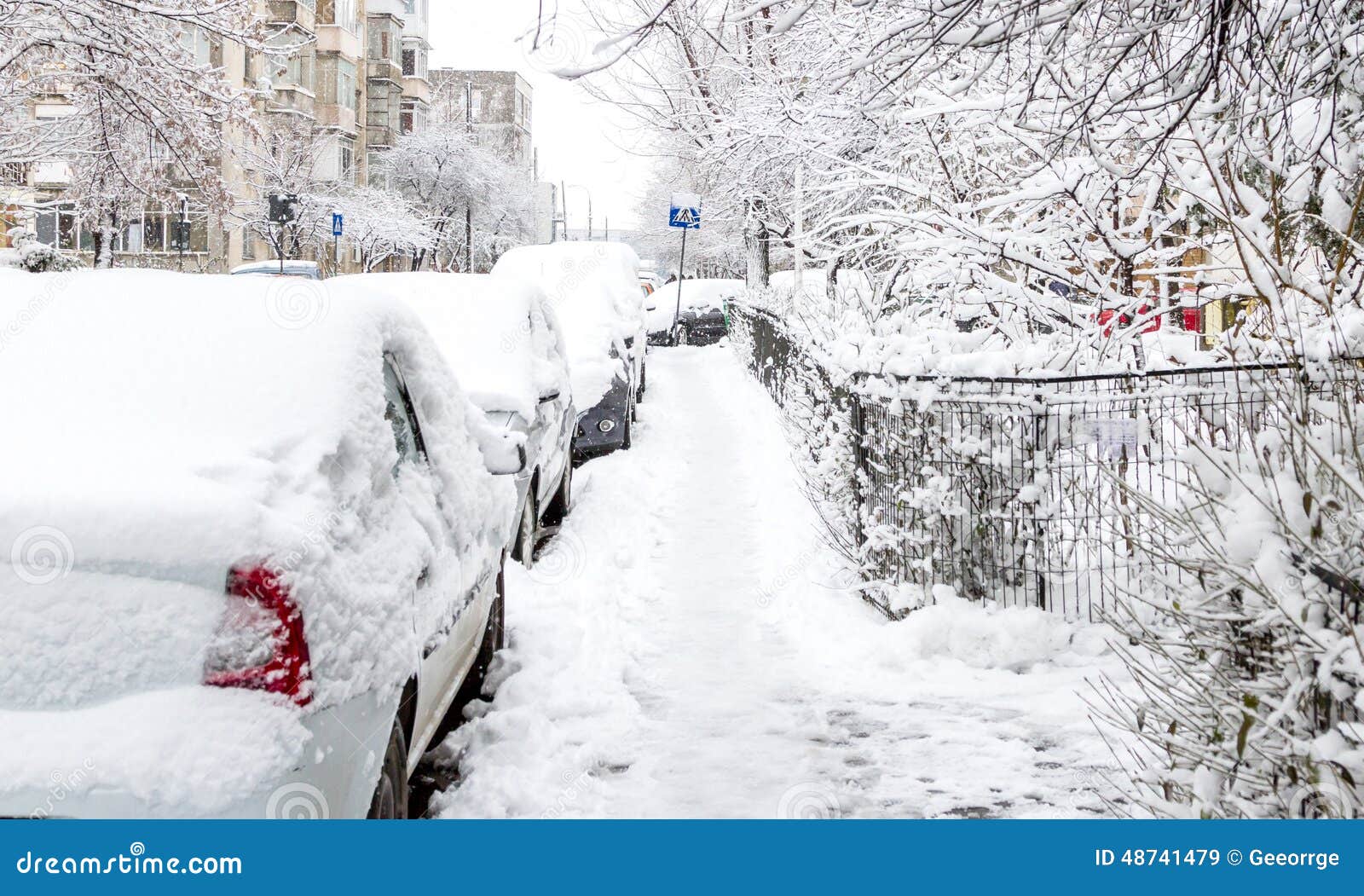 Street Covered with Snow after a Storm Stock Image - Image of disaster ...