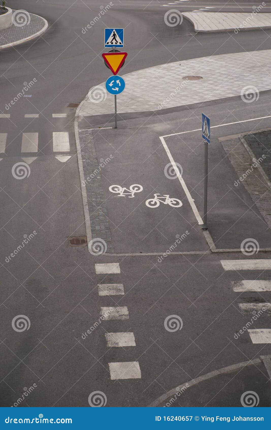 Street crossing stock image. Image of bicycle, sign, roundabout - 16240657
