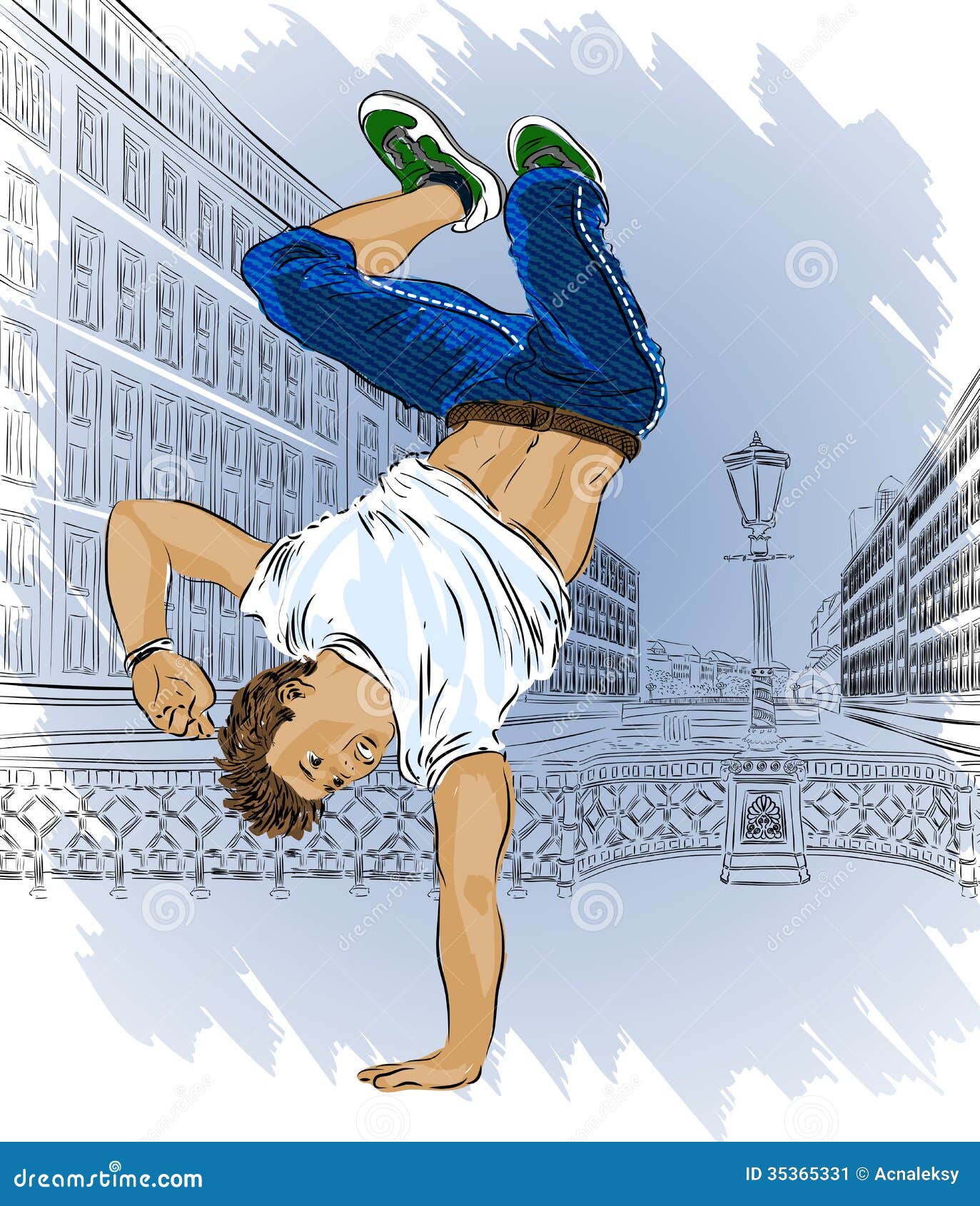 Street Dancer on City Abstract Background Stock Vector - Illustration ...