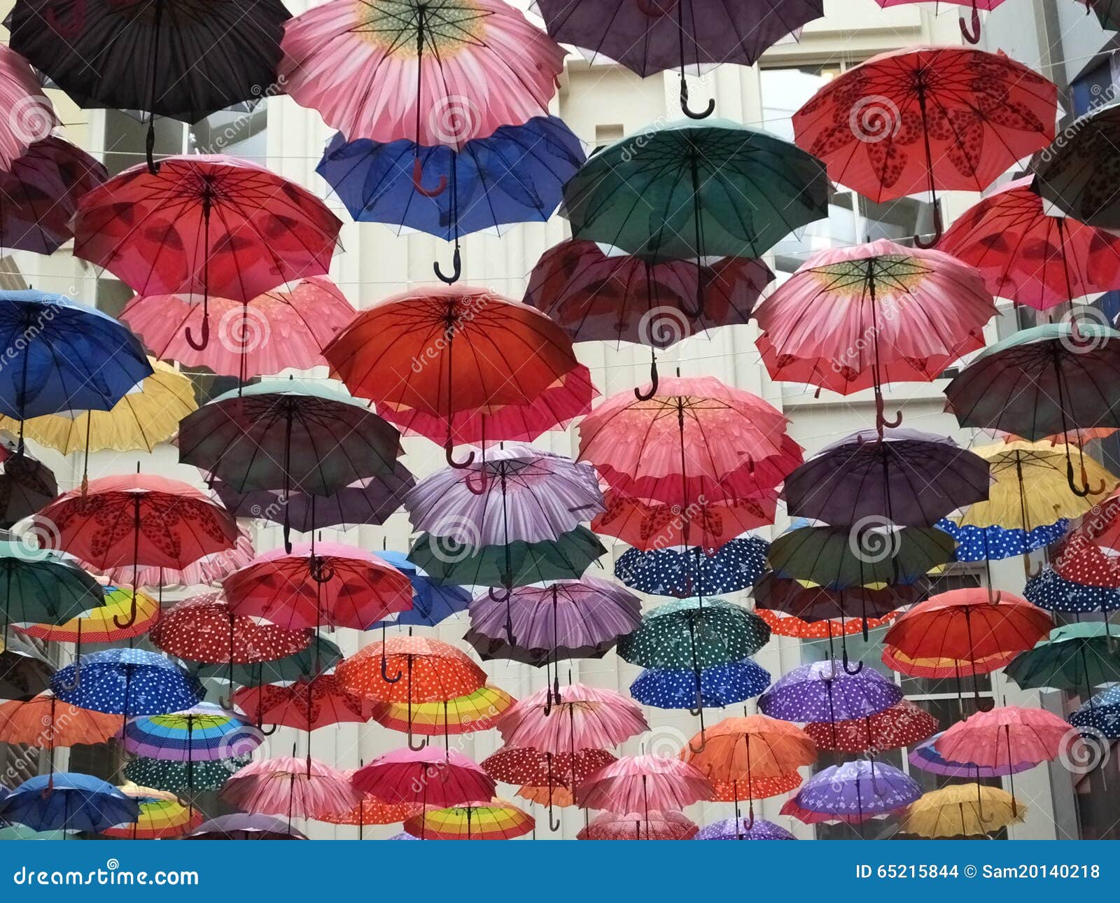 Street Decorated with Colored Umbrellas Stock Photo - Image of madrid ...