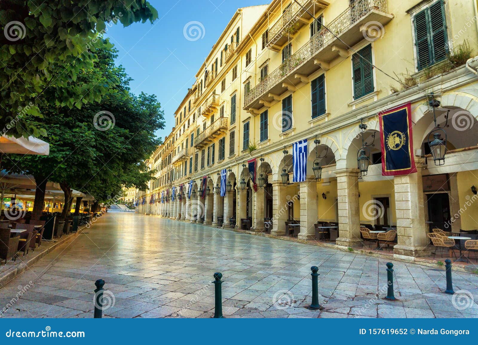 Street in Downtown in Corfu, Greece Editorial Photography - Image of ...