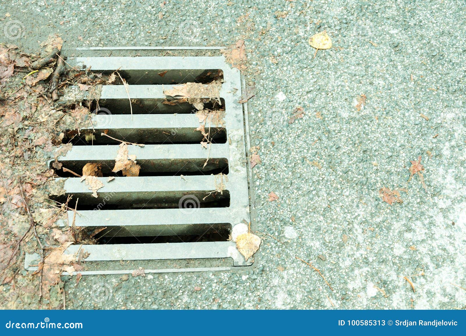 Street Drainage Sewer System with Metal Grid Cover . Stock Image ...