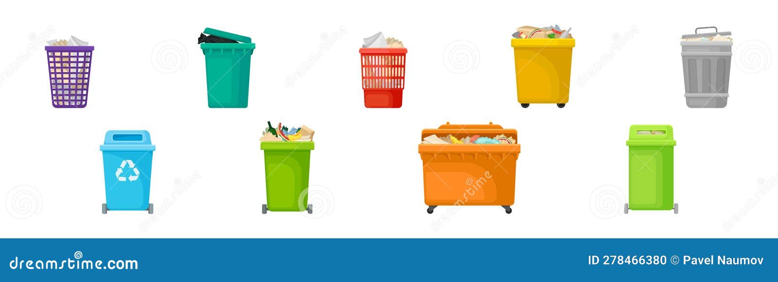 Street Dustbin and Trash Container for Garbage Vector Set Stock Vector ...
