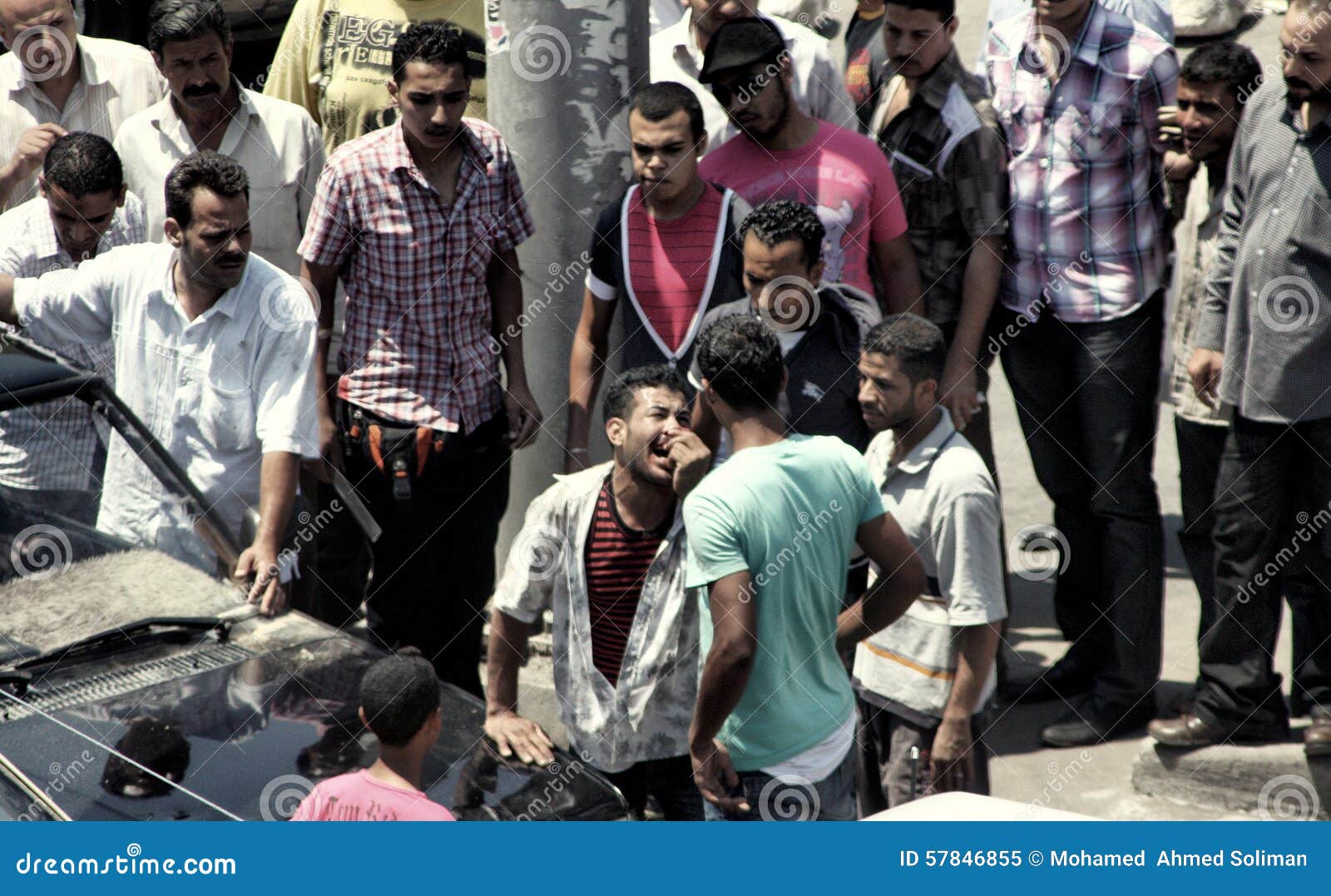 Street Fighting , Mess and Anger in Street in Cairo in Egypt in Africa ...