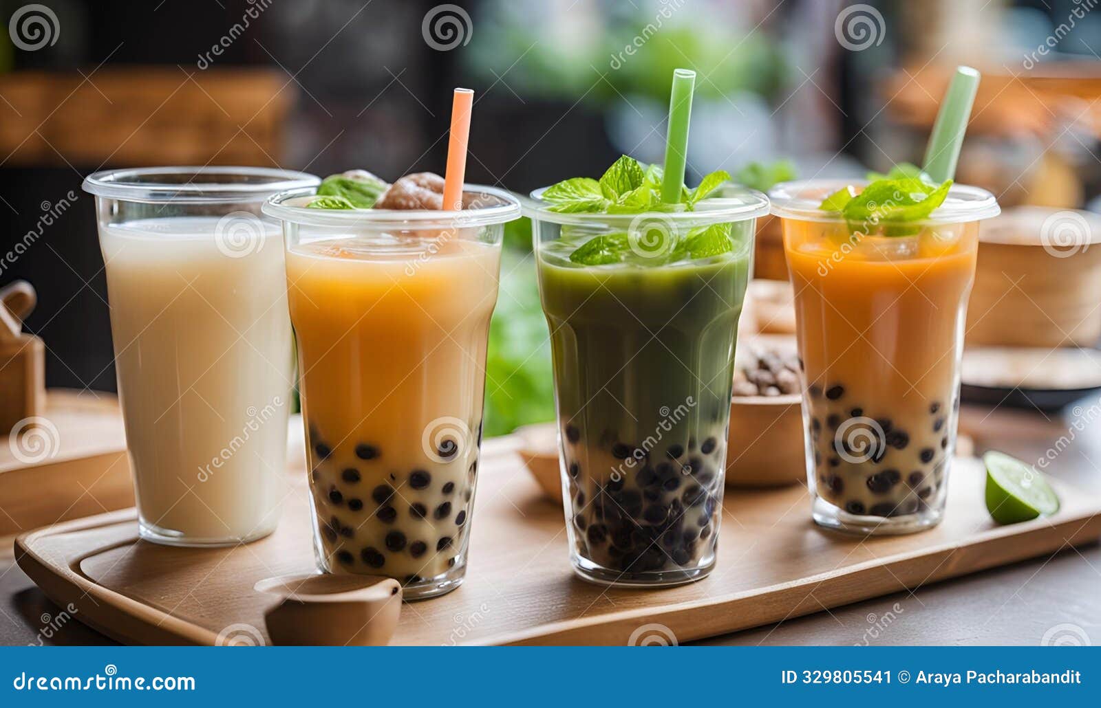 Refreshing Taiwanese Milk Tea With Bubbles In Glass Stock Photo ...
