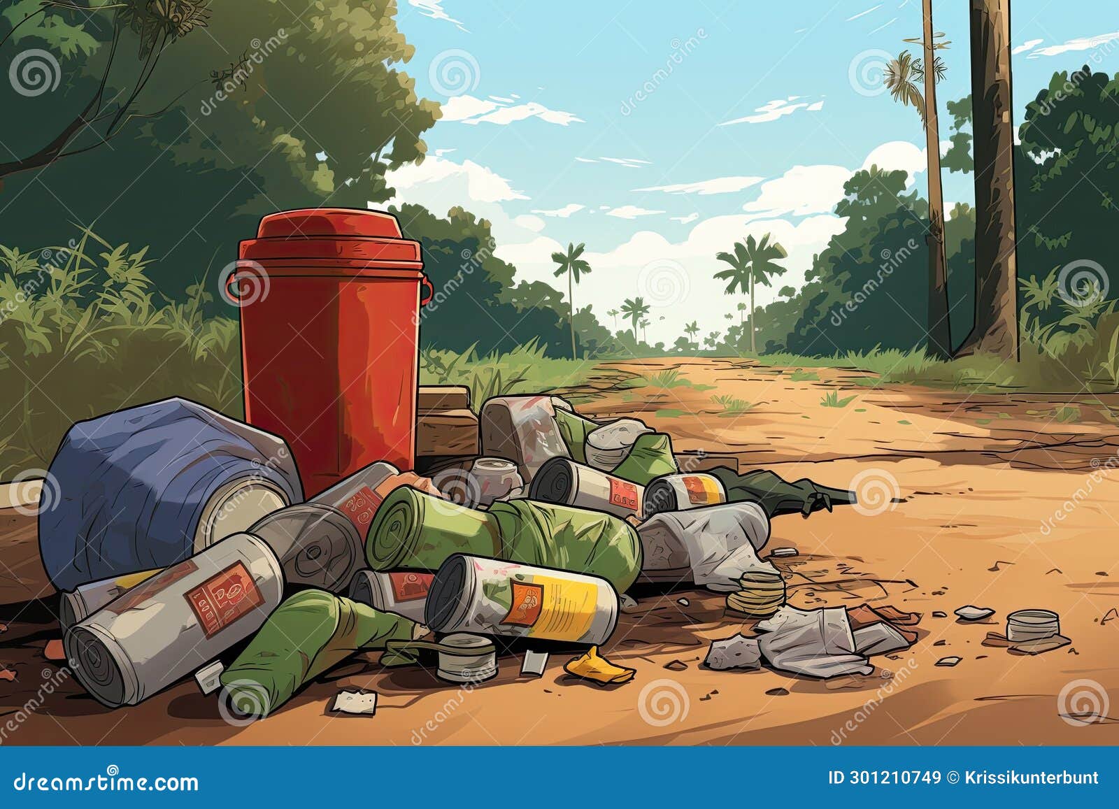 Street Full of Plastic Garbage Environmental Pollution AI Generated ...