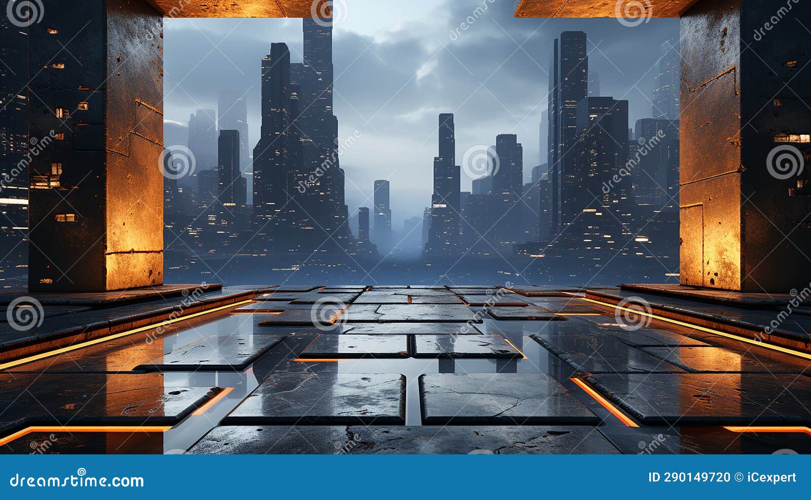 Street at future night stock illustration. Illustration of abandoned ...