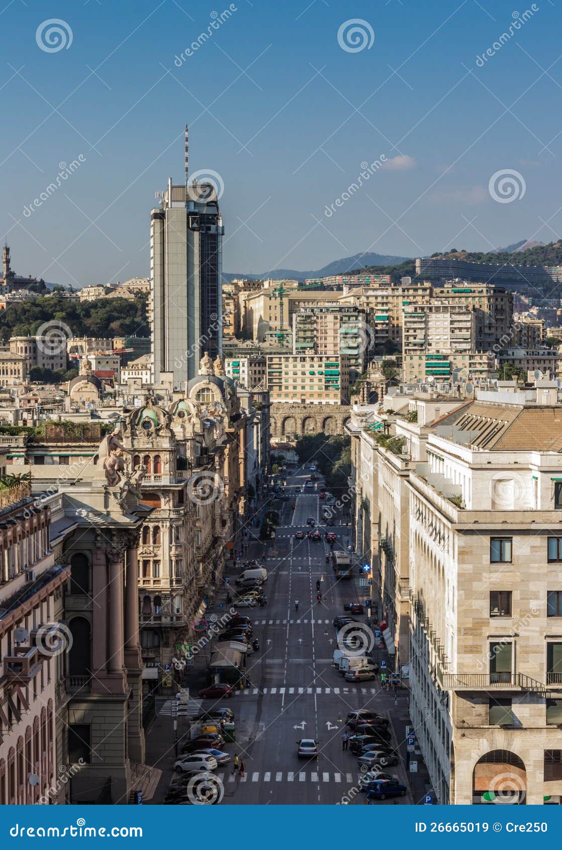 Street in Genoa center stock image. Image of traffic - 26665019