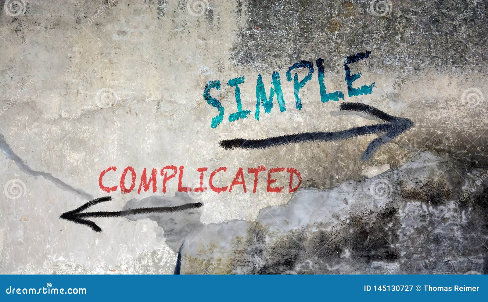Street Graffiti Simple Versus Complicated Stock Image - Image of sign ...
