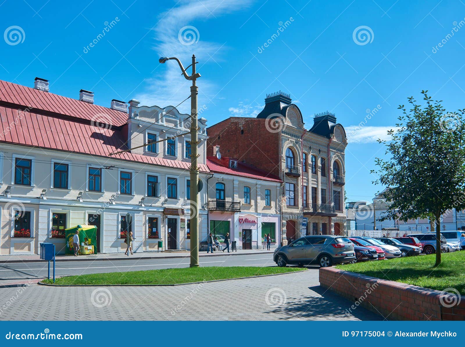 Street in Grodno, Belarus editorial stock image. Image of narrow - 97175004