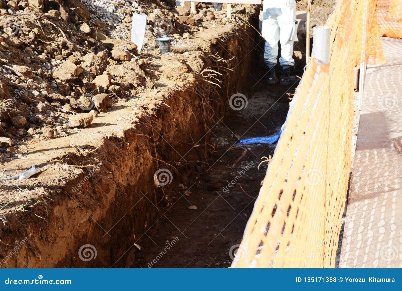 Street gutter construction stock photo. Image of housing - 135171388