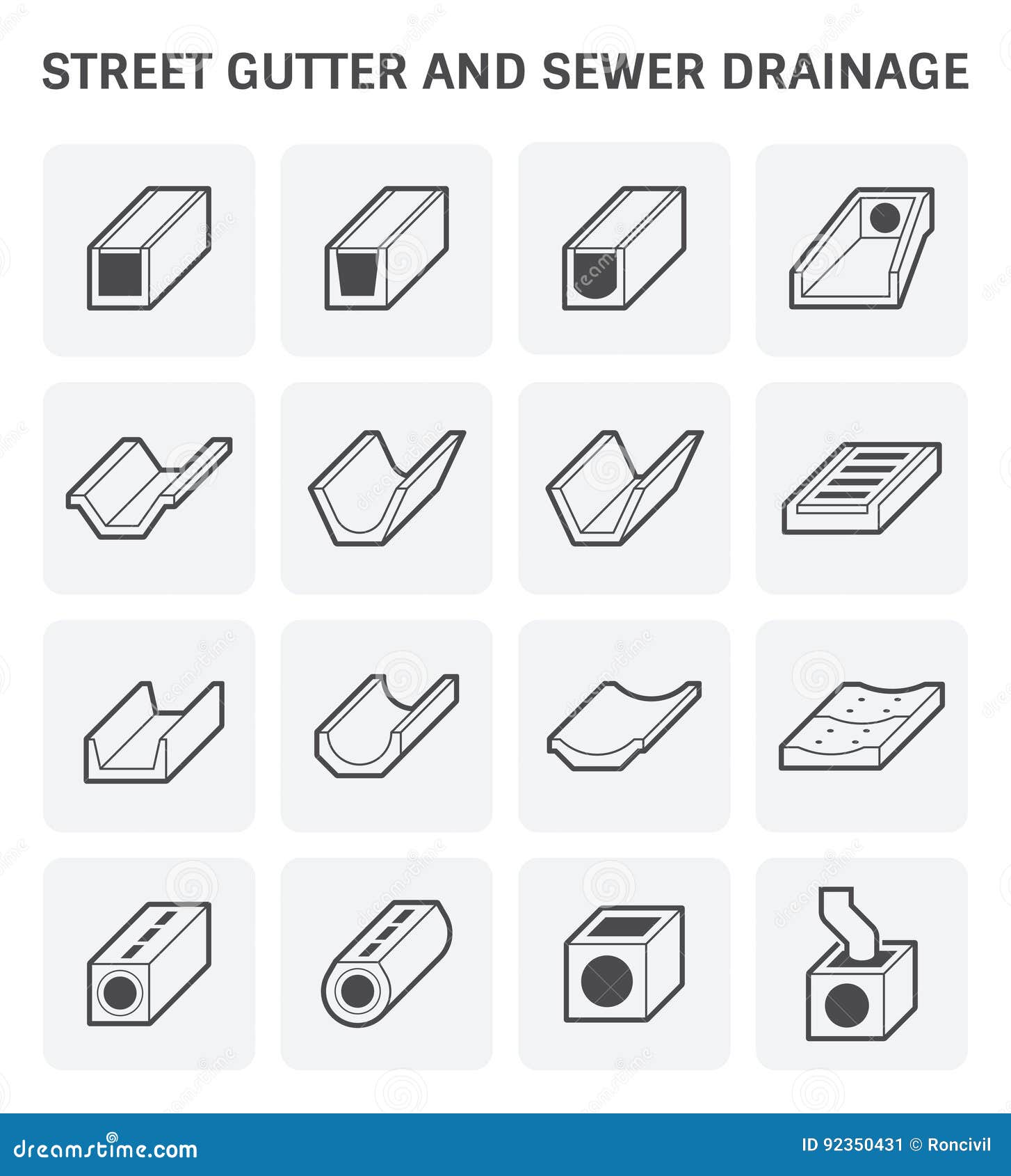 Street gutter icon stock vector. Illustration of city - 92350431